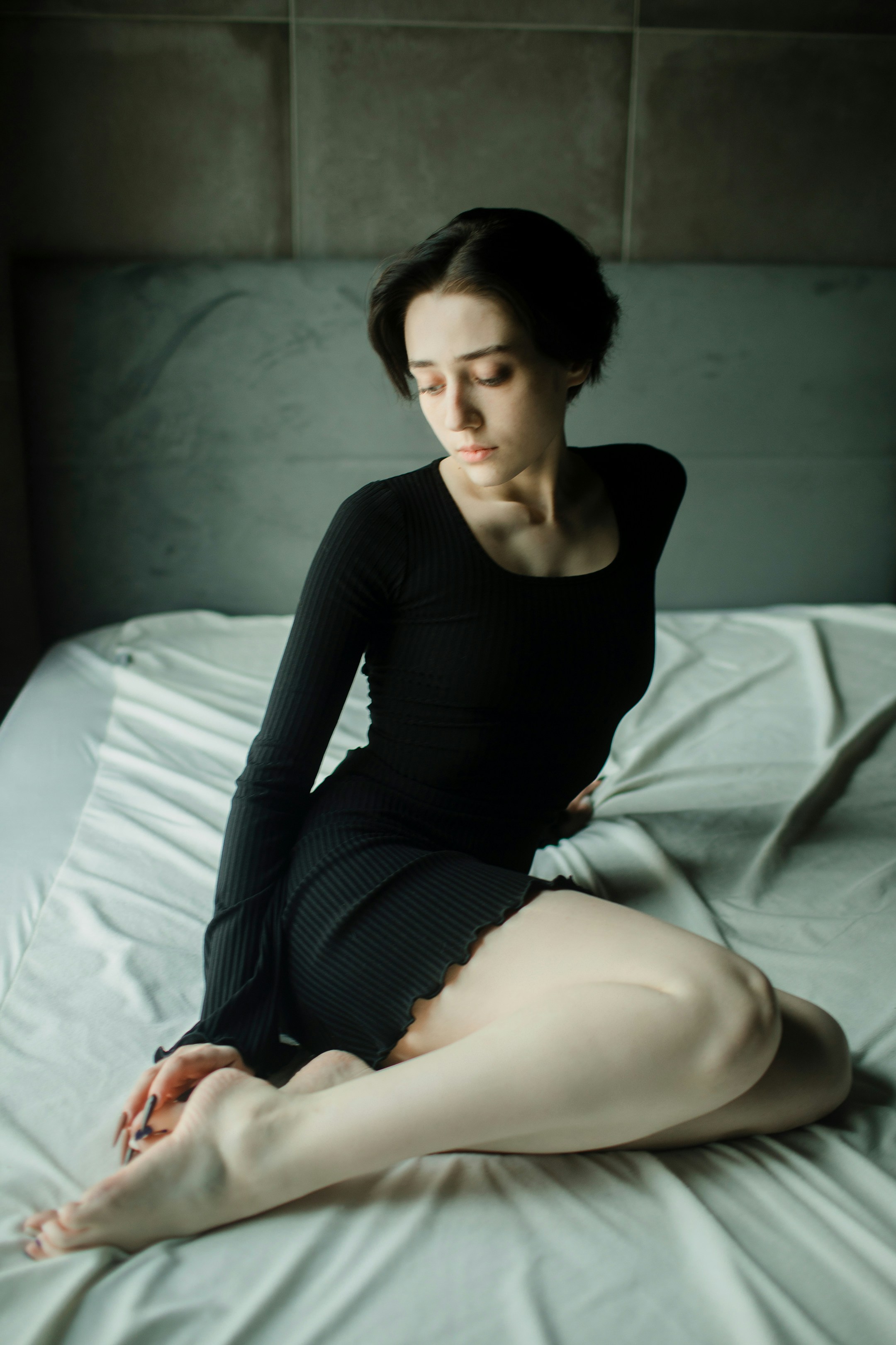 Quiet Portrait in Black: Contemplation on Linen