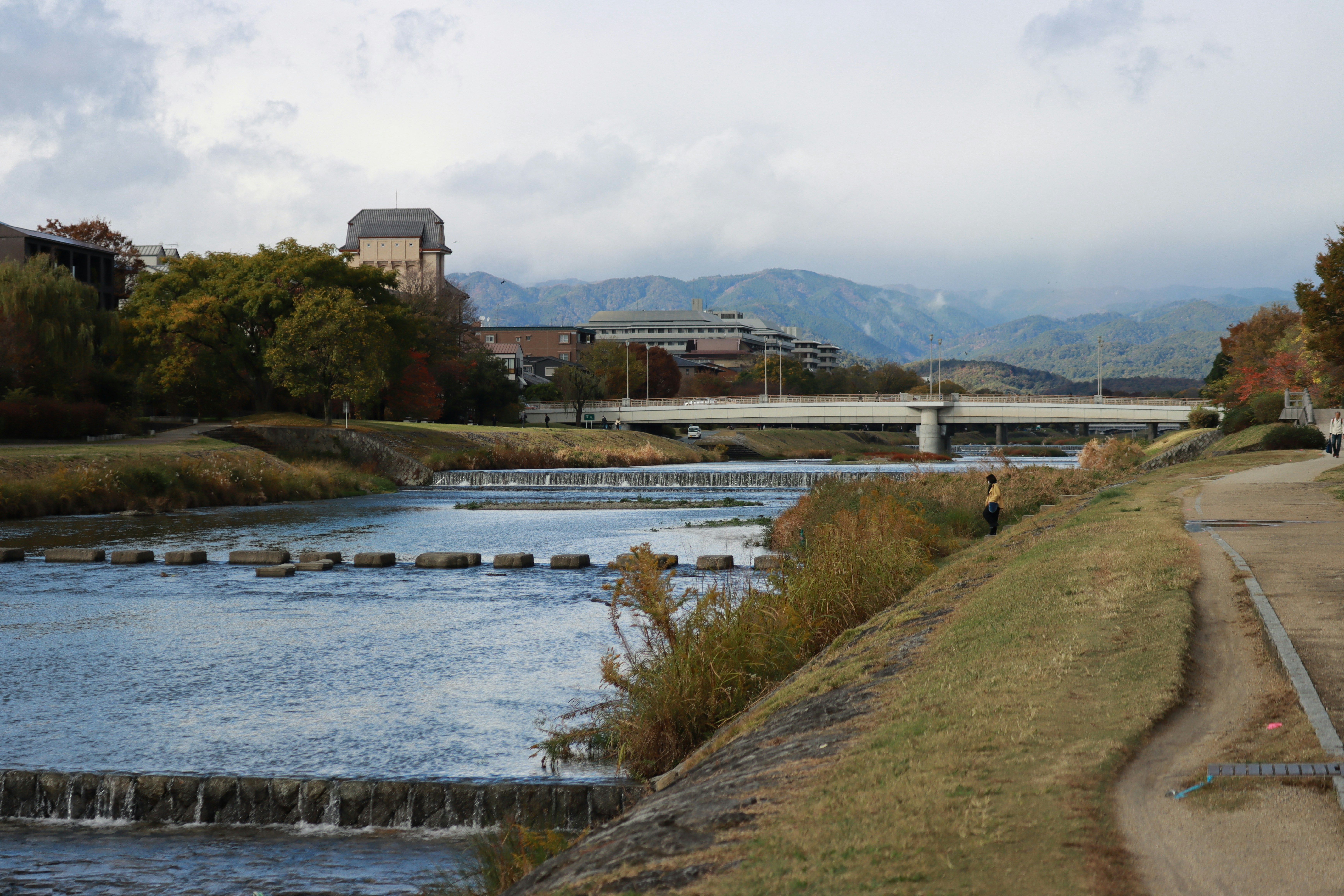 Riverside Path Toward the Distant Hills