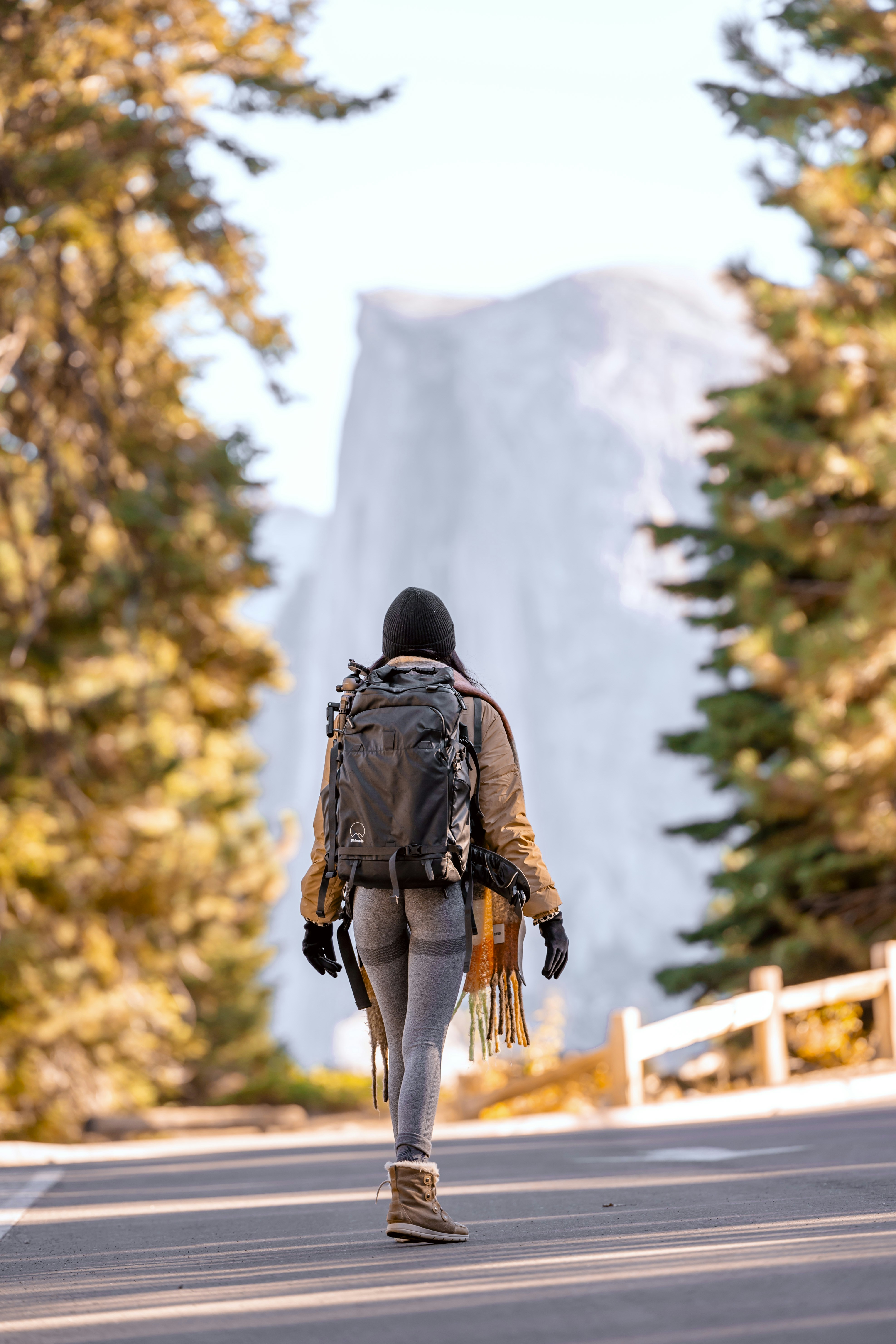 Backpacker on the Road to Half Dome at Golden Hour