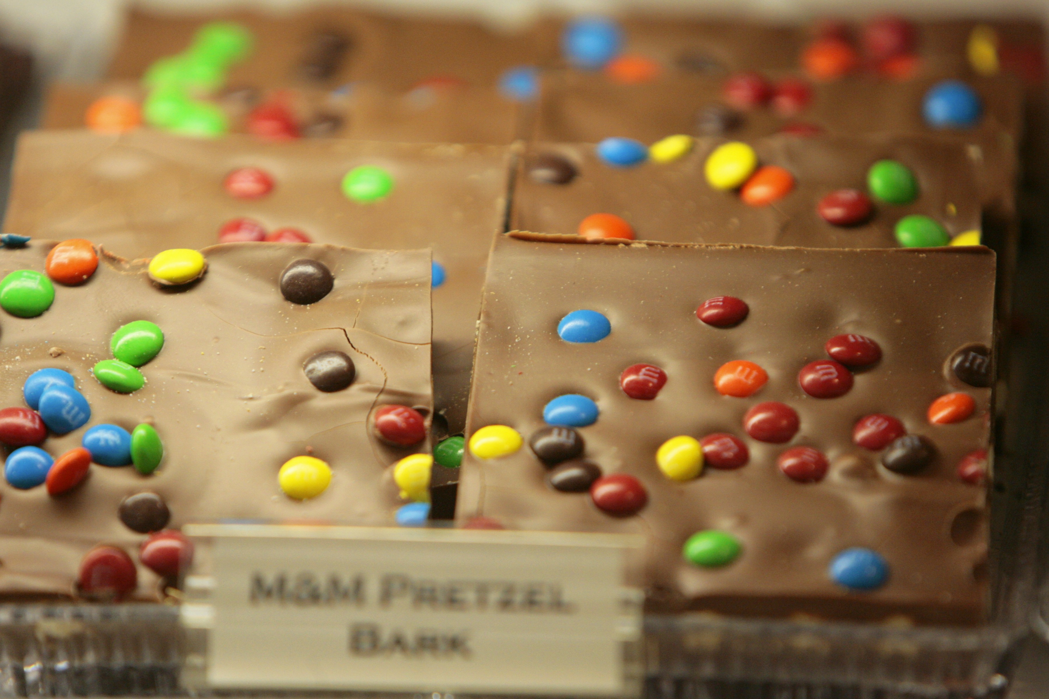 M&M-topped Chocolate Slabs: A Colorful Candy Confection