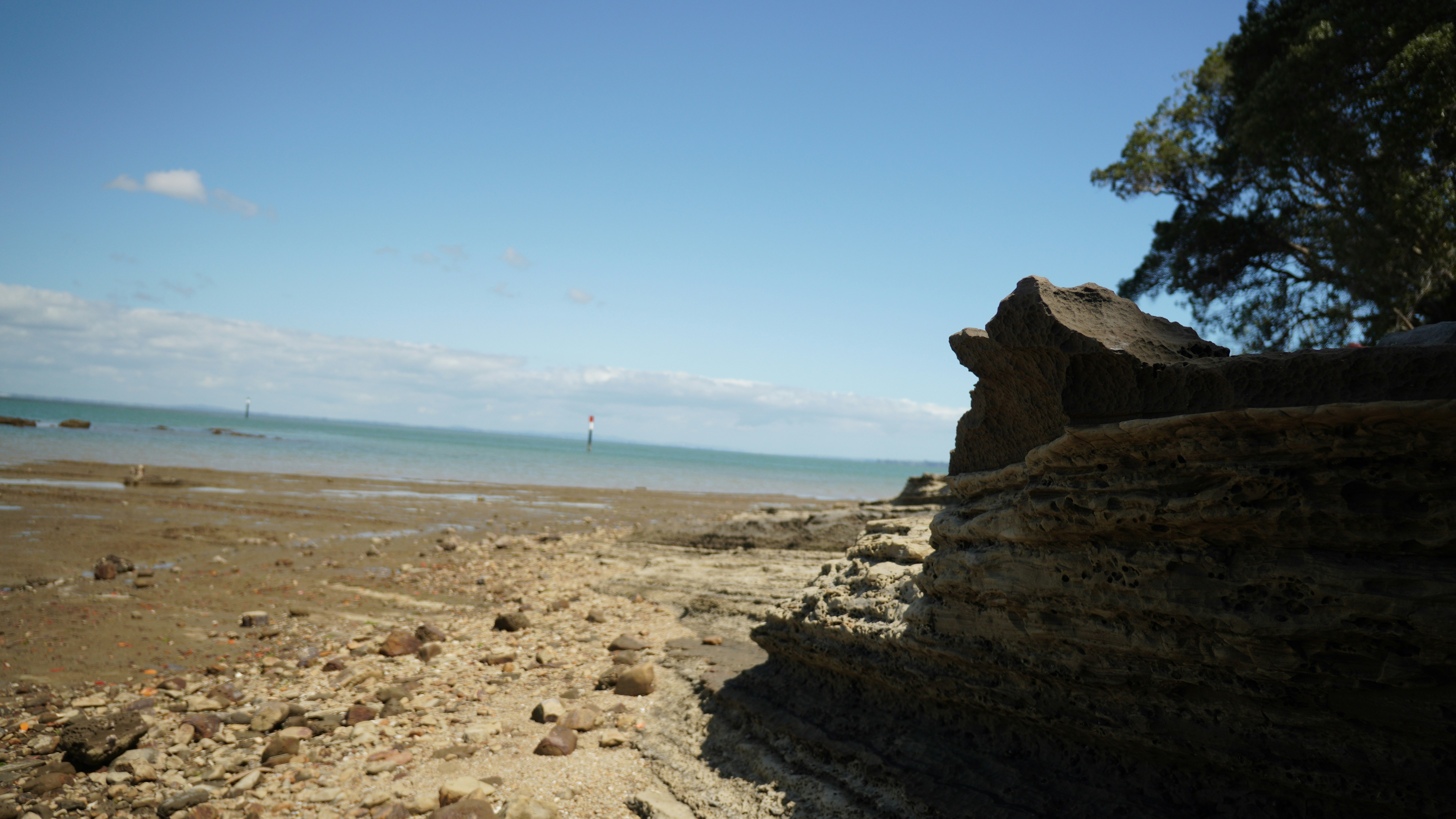 Granite Cliff Framing a Quiet Coastal Scene