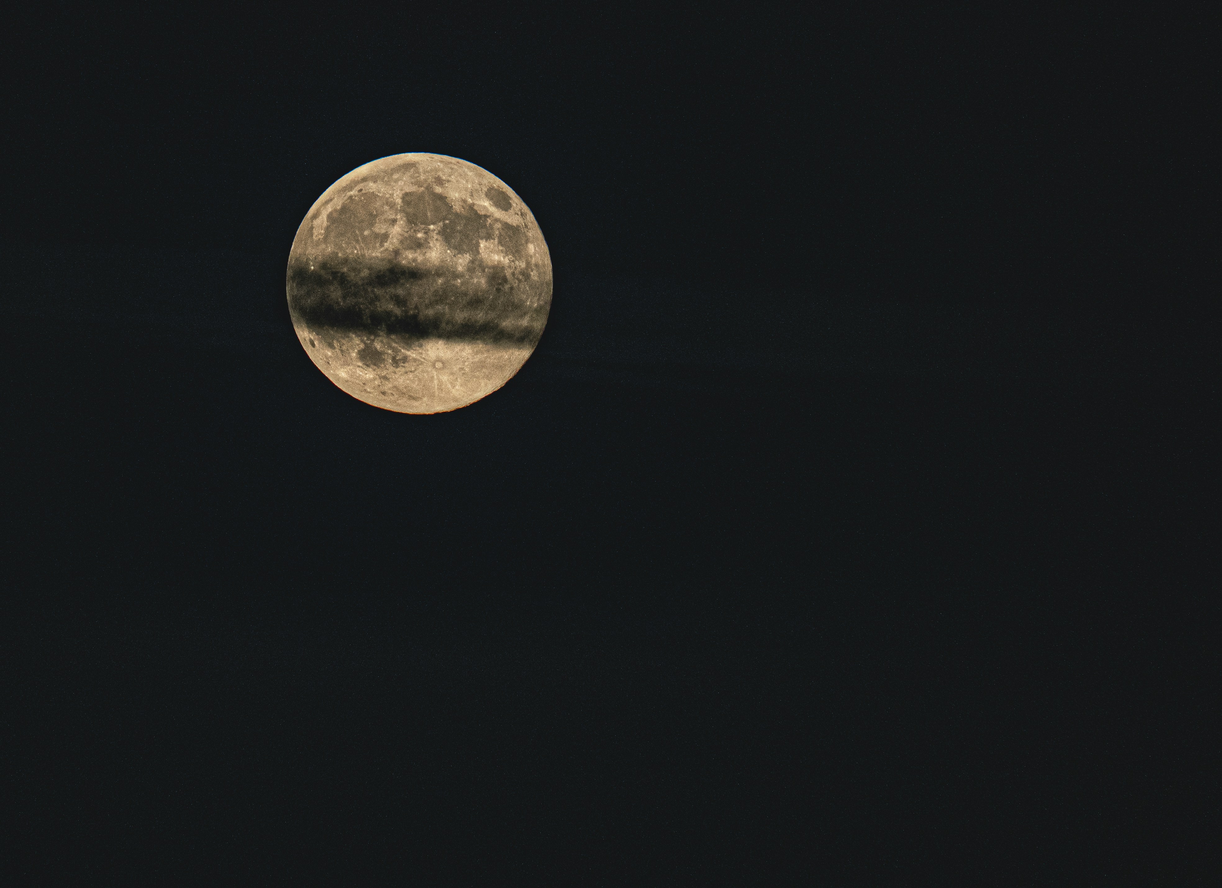 Luna Emerges in Velvet Night, a Quiet Glimmer Against Darkness