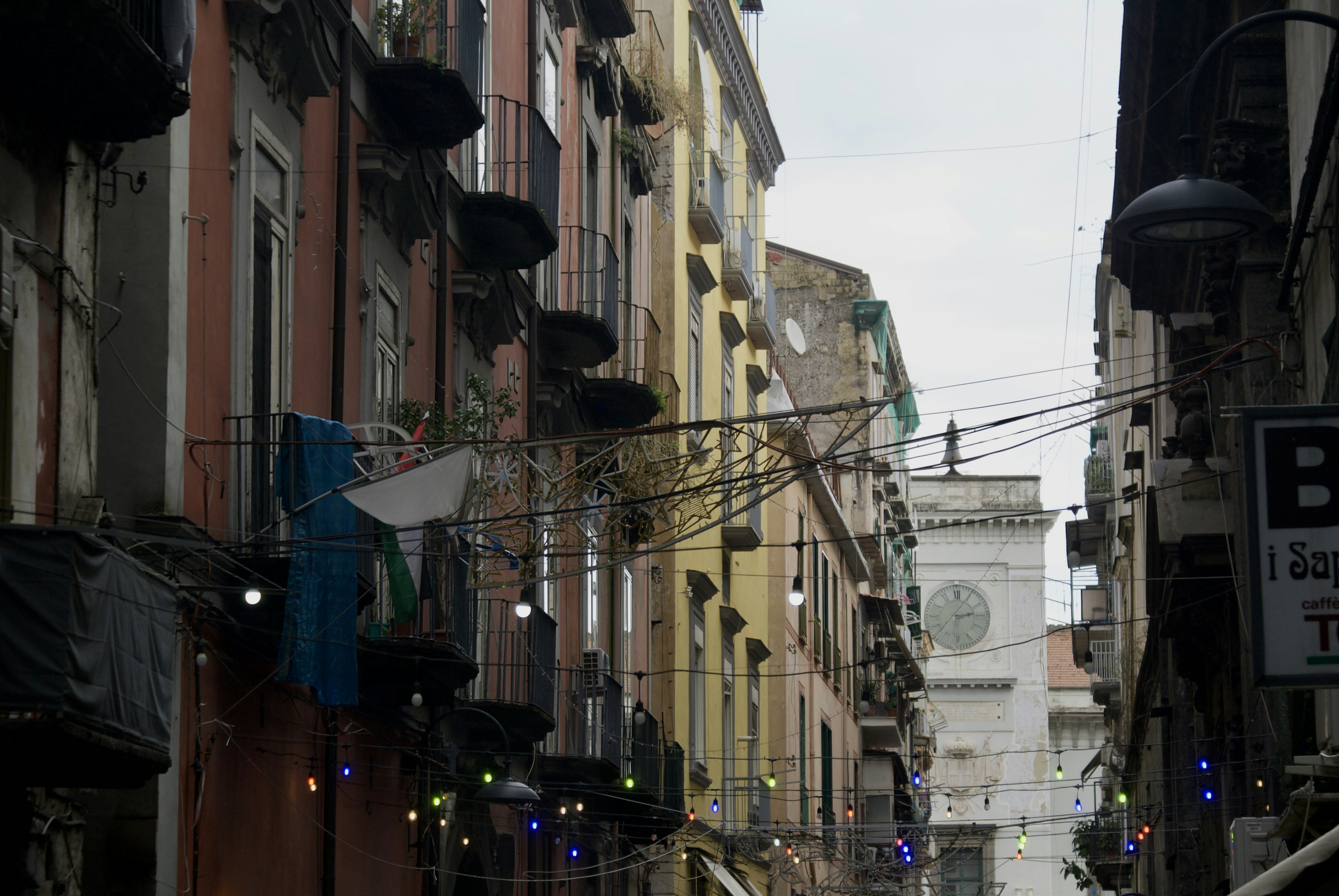 Calle de Luz: Neon Strings Framing a Colorful Urban Corridor