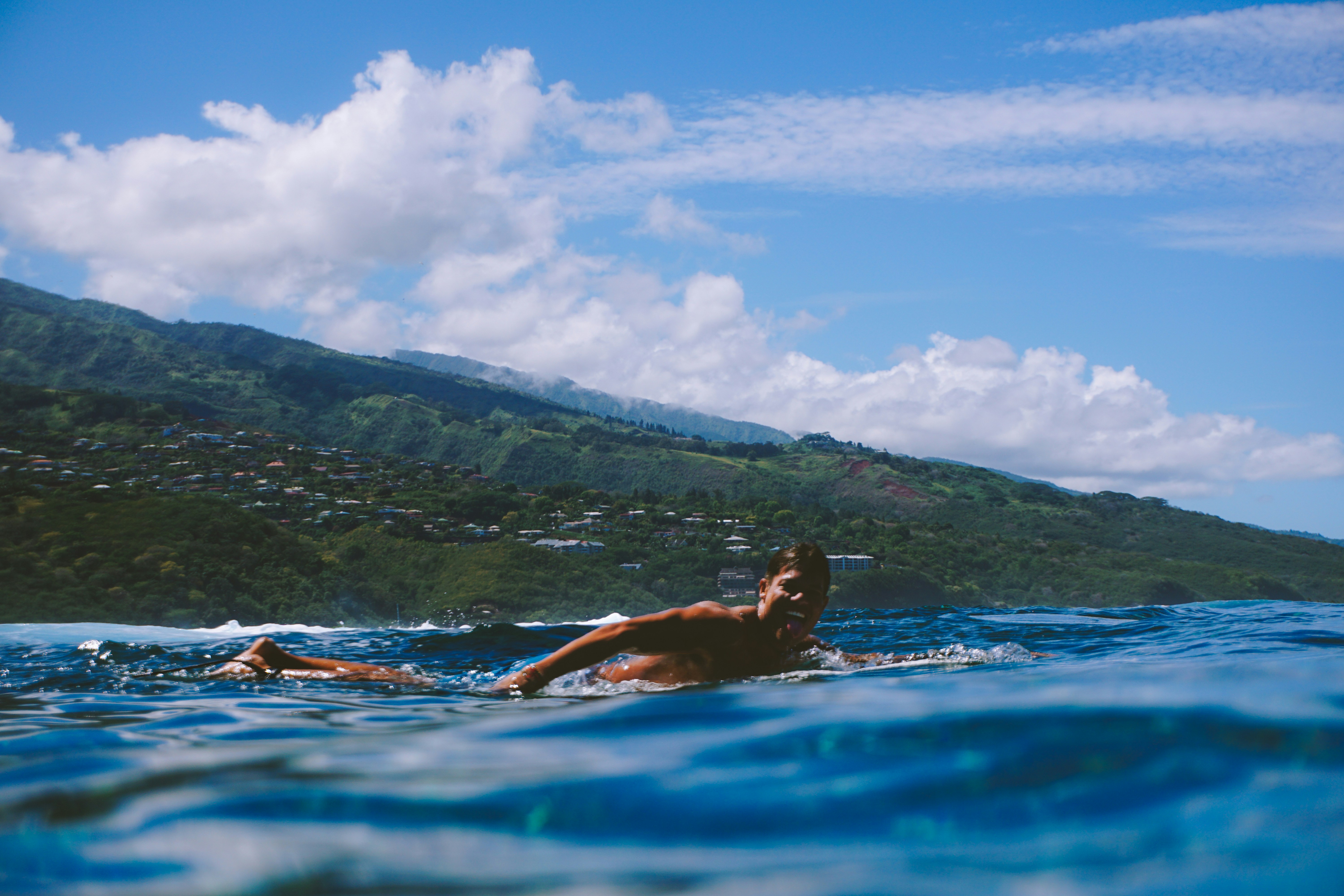 Freestyle Glide Across a Pacific Blue Panorama