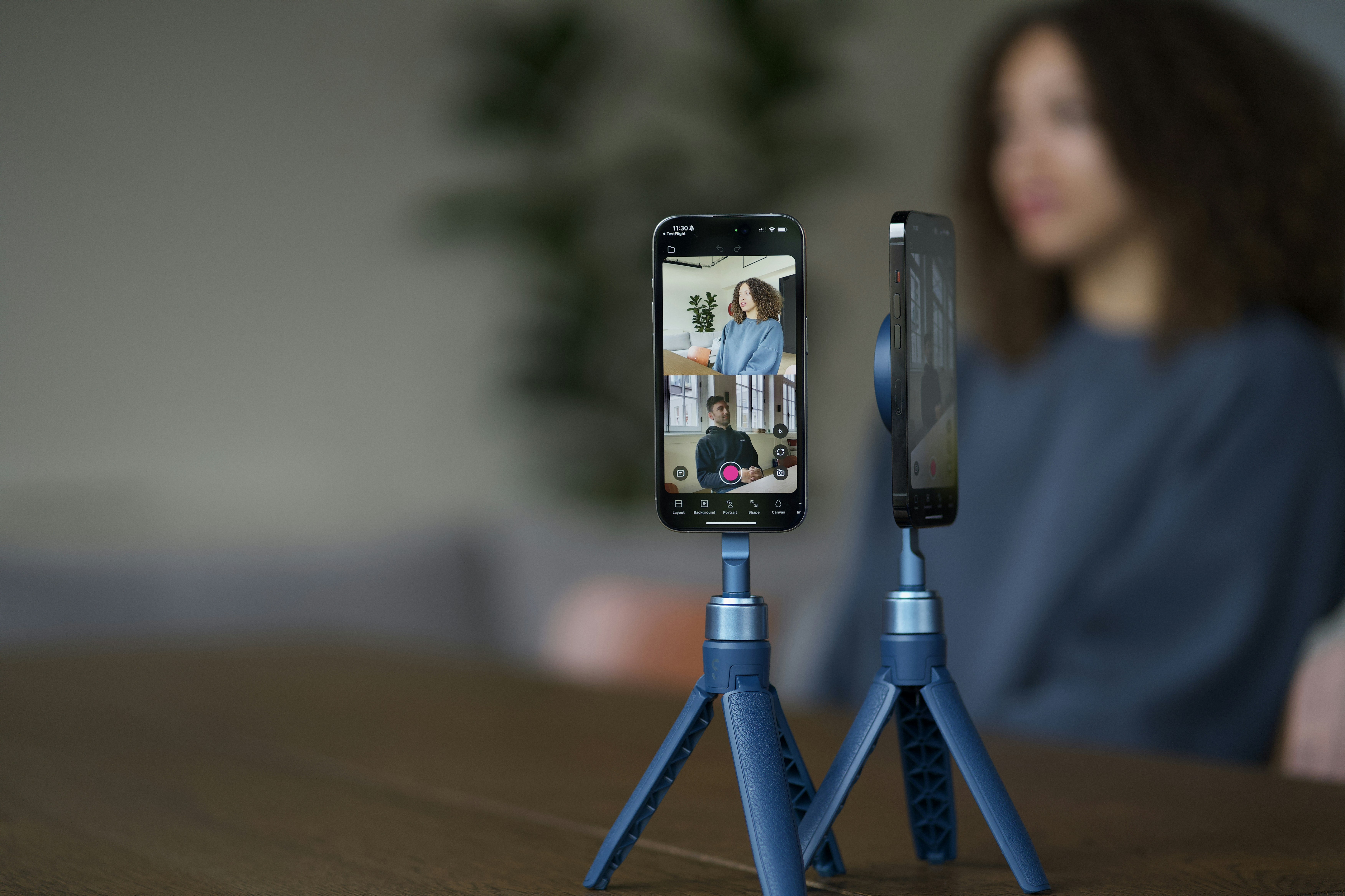 Behind the scenes from a podcast recording with Detail. We make it effortless to record, customize, and share professional video podcasts — all from your iPhone.