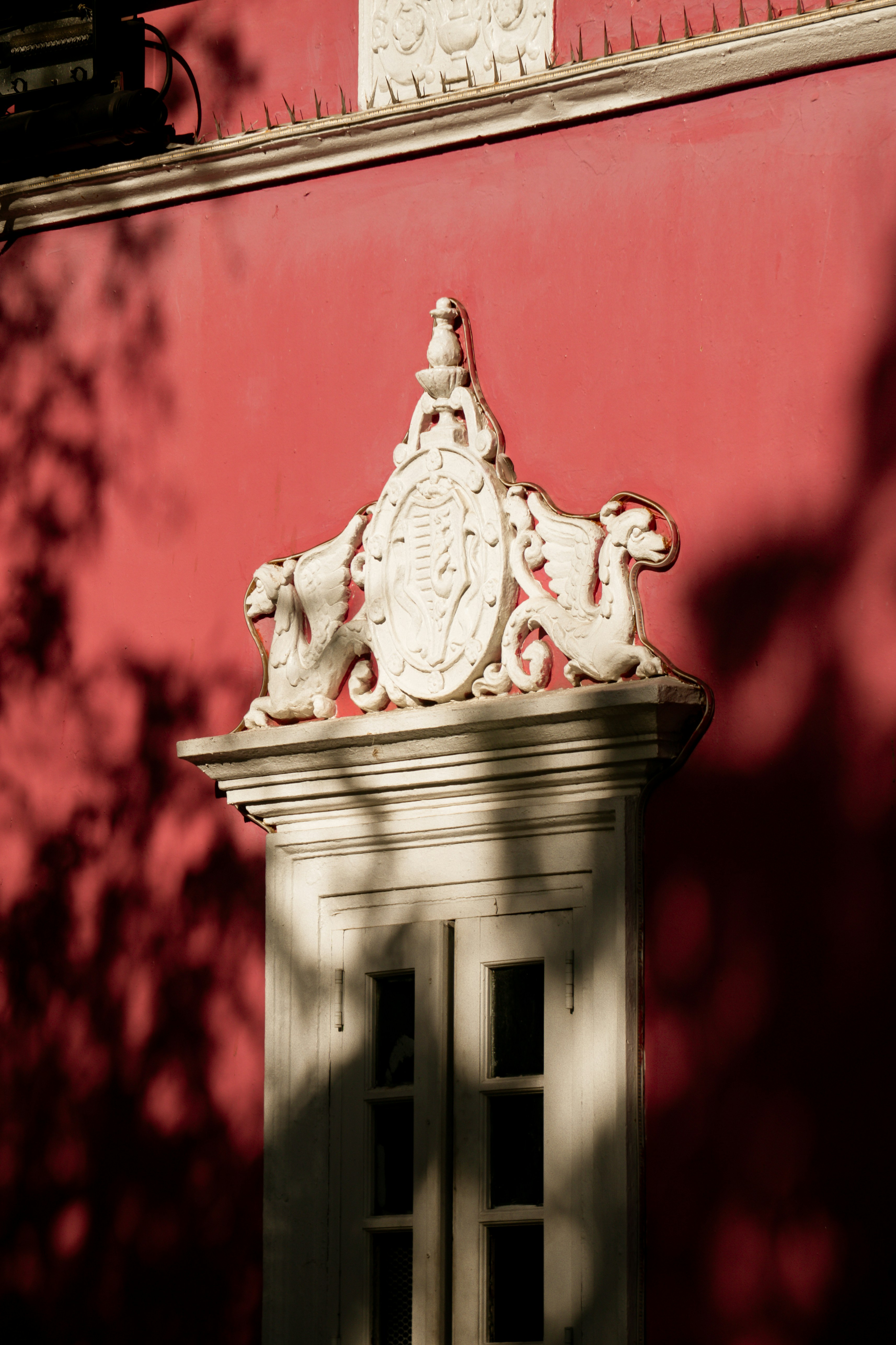 Crimson Wall Crest Framed by Shade