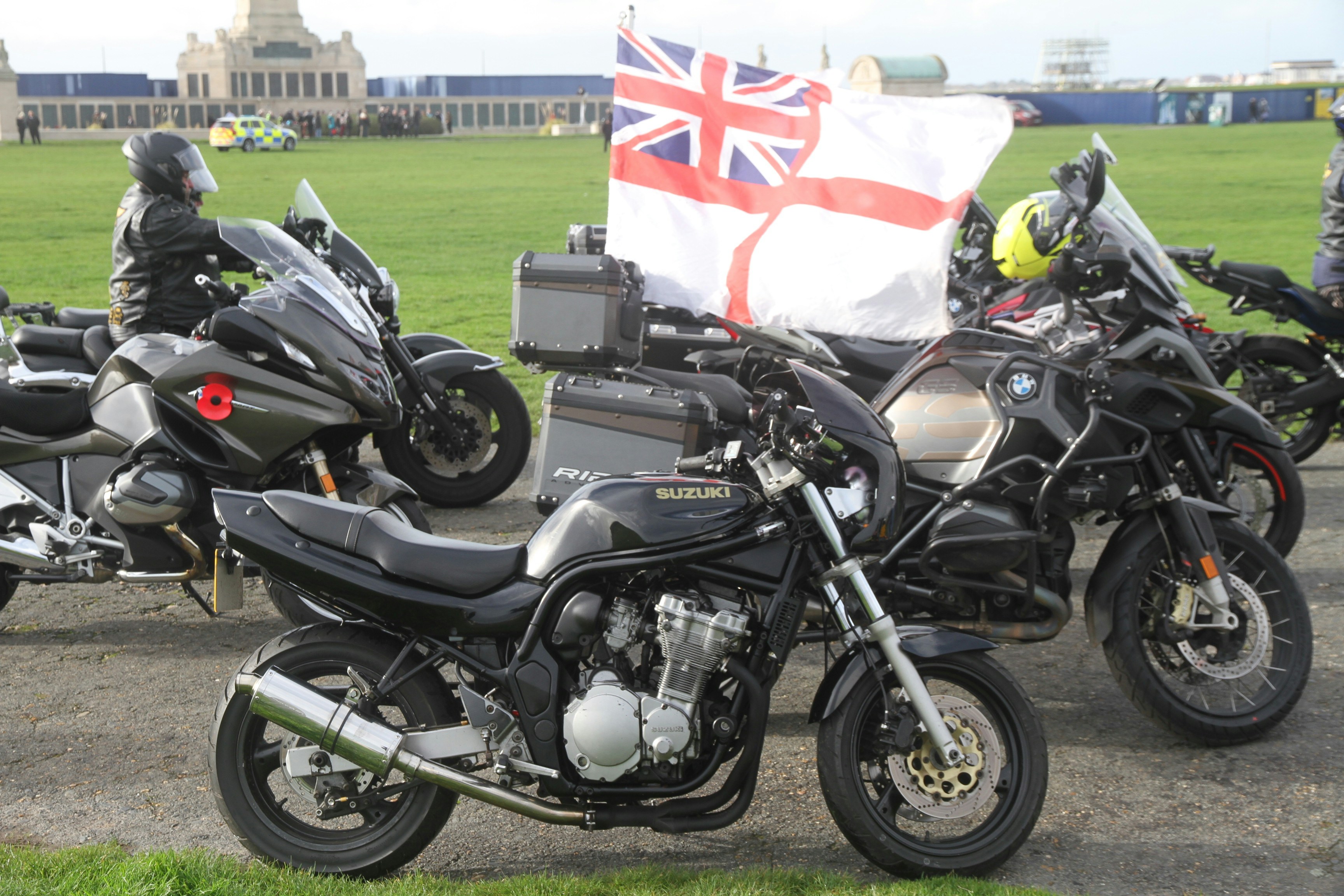 Annual biker rally. Armistice Sunday 9 November 2025. Portsmouth, UK.