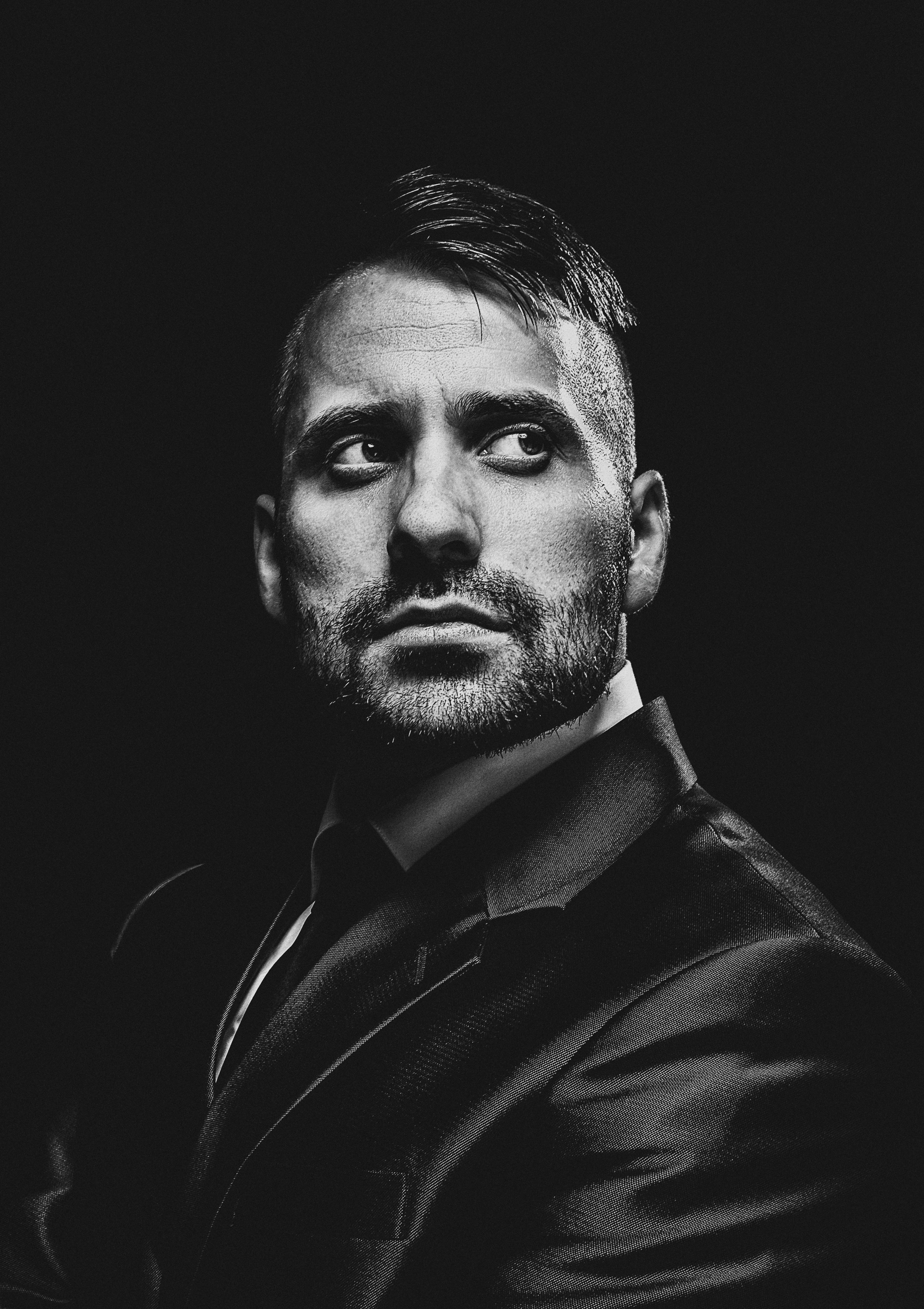Noir Gaze: A Tailored Portrait of Quiet Resolve