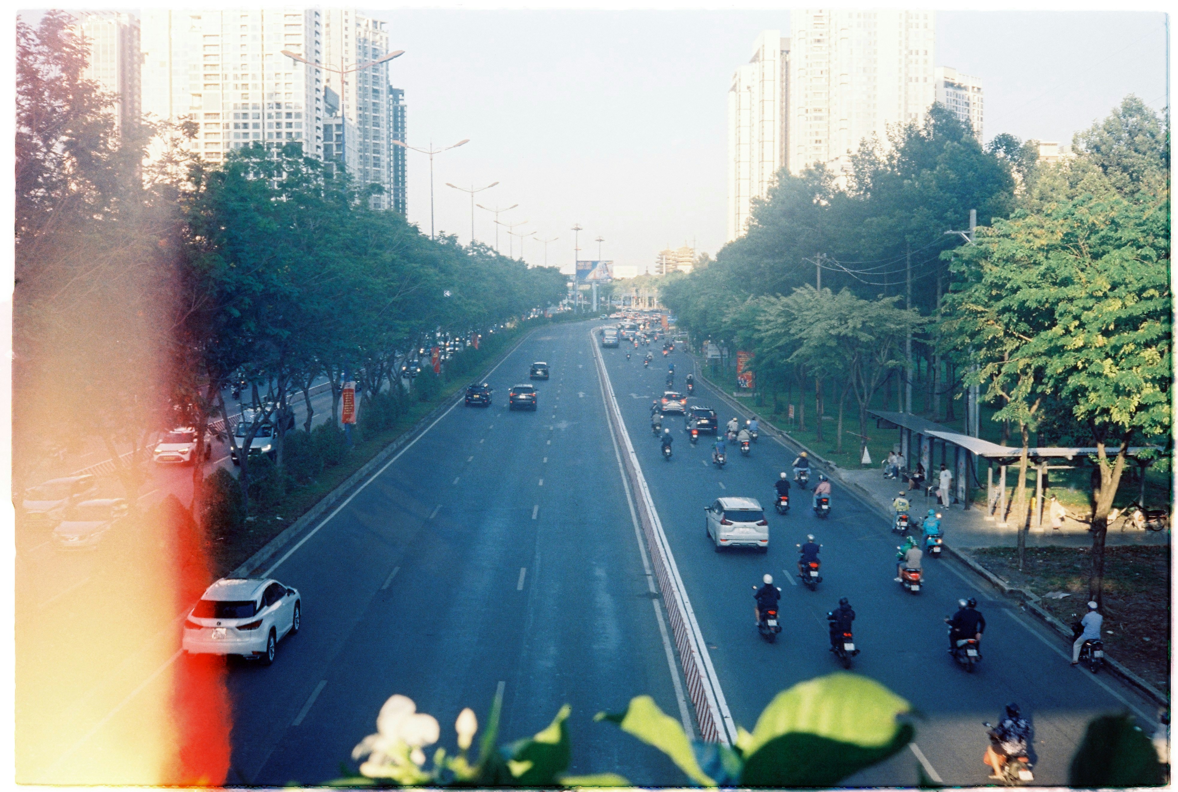 Vanishing Point on a Sunlit City Boulevard