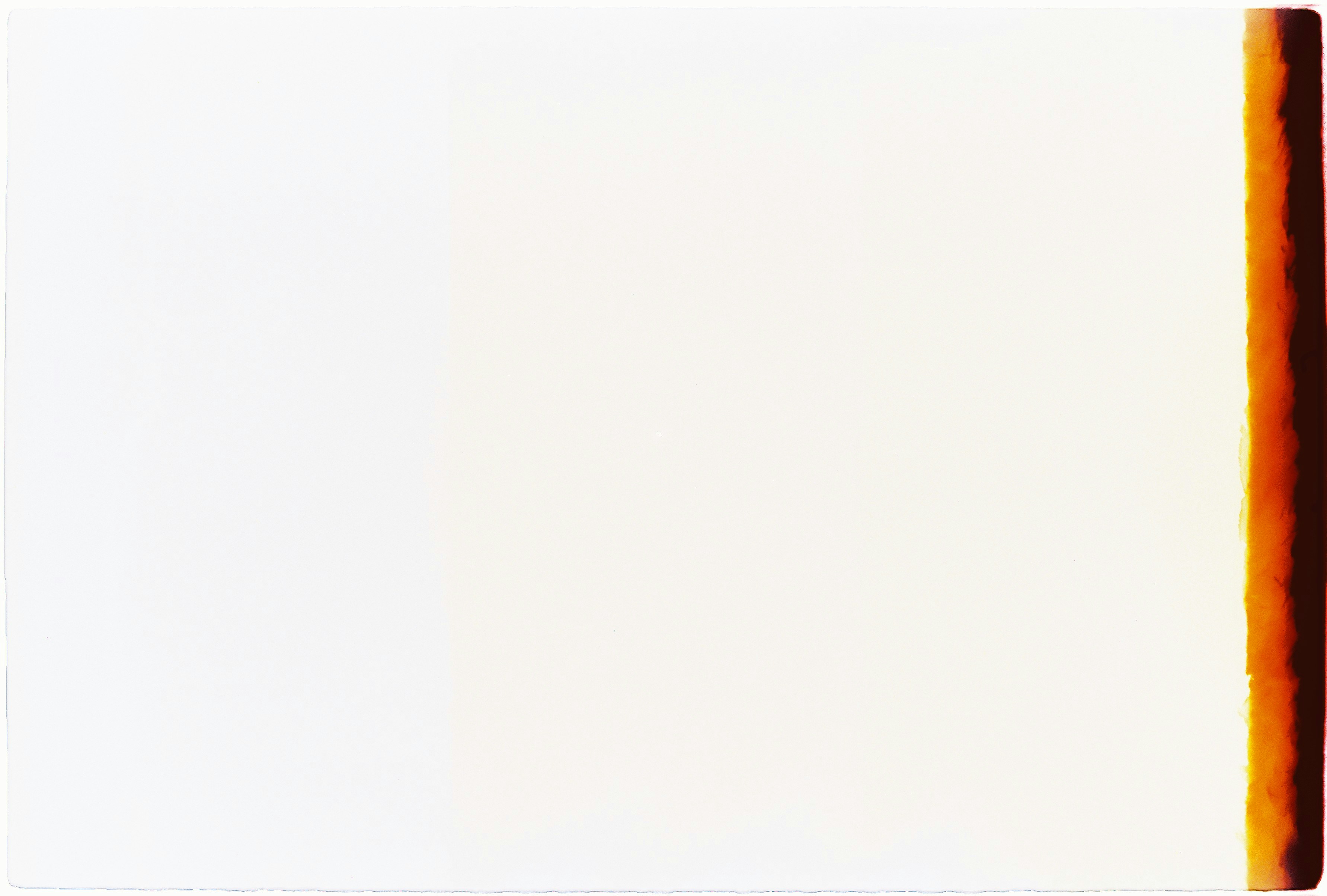 Right Edge Burn: A Minimal White Frame with a Vivid Orange Vein