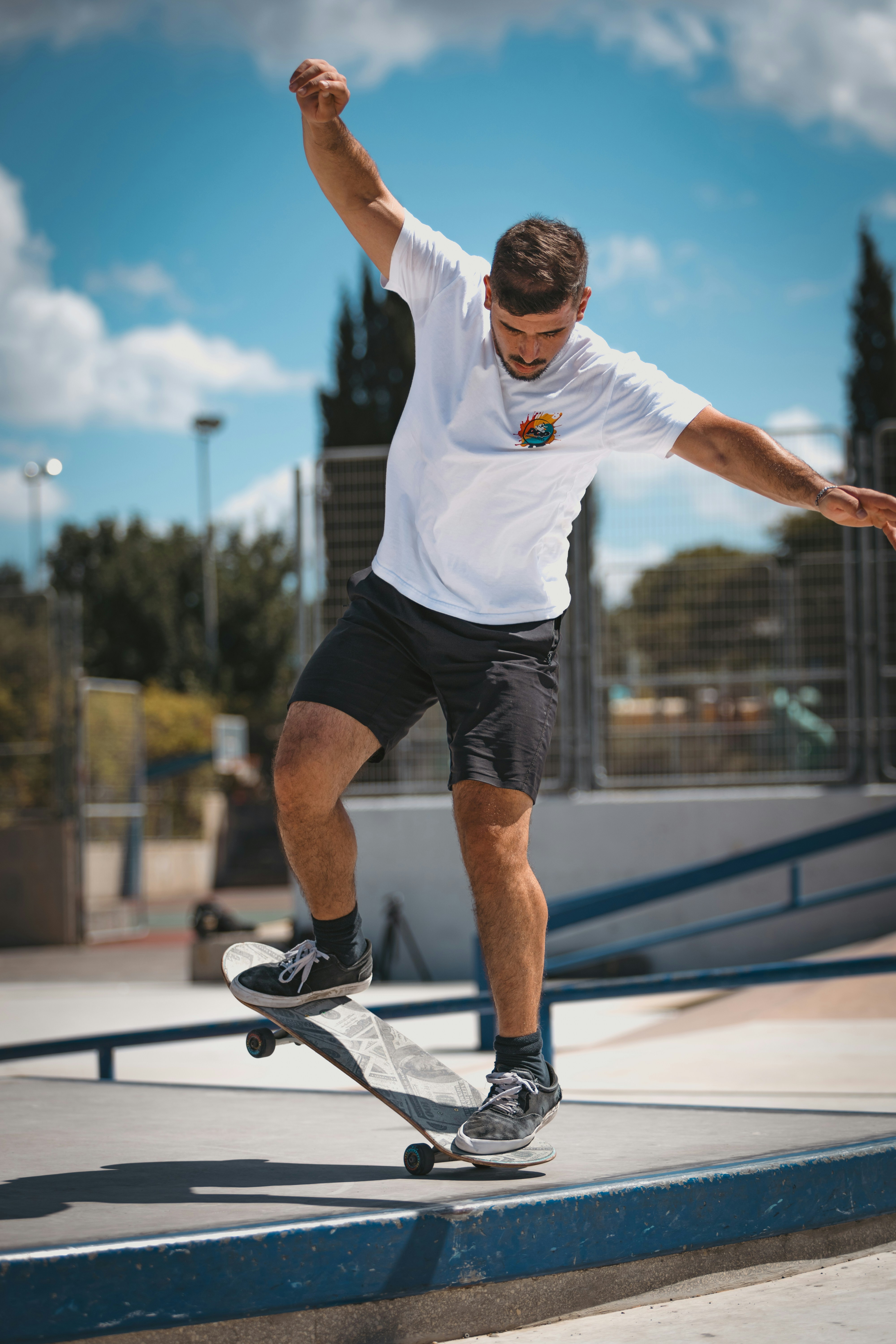Balance in Motion on a Sunlit Concrete Ledge
