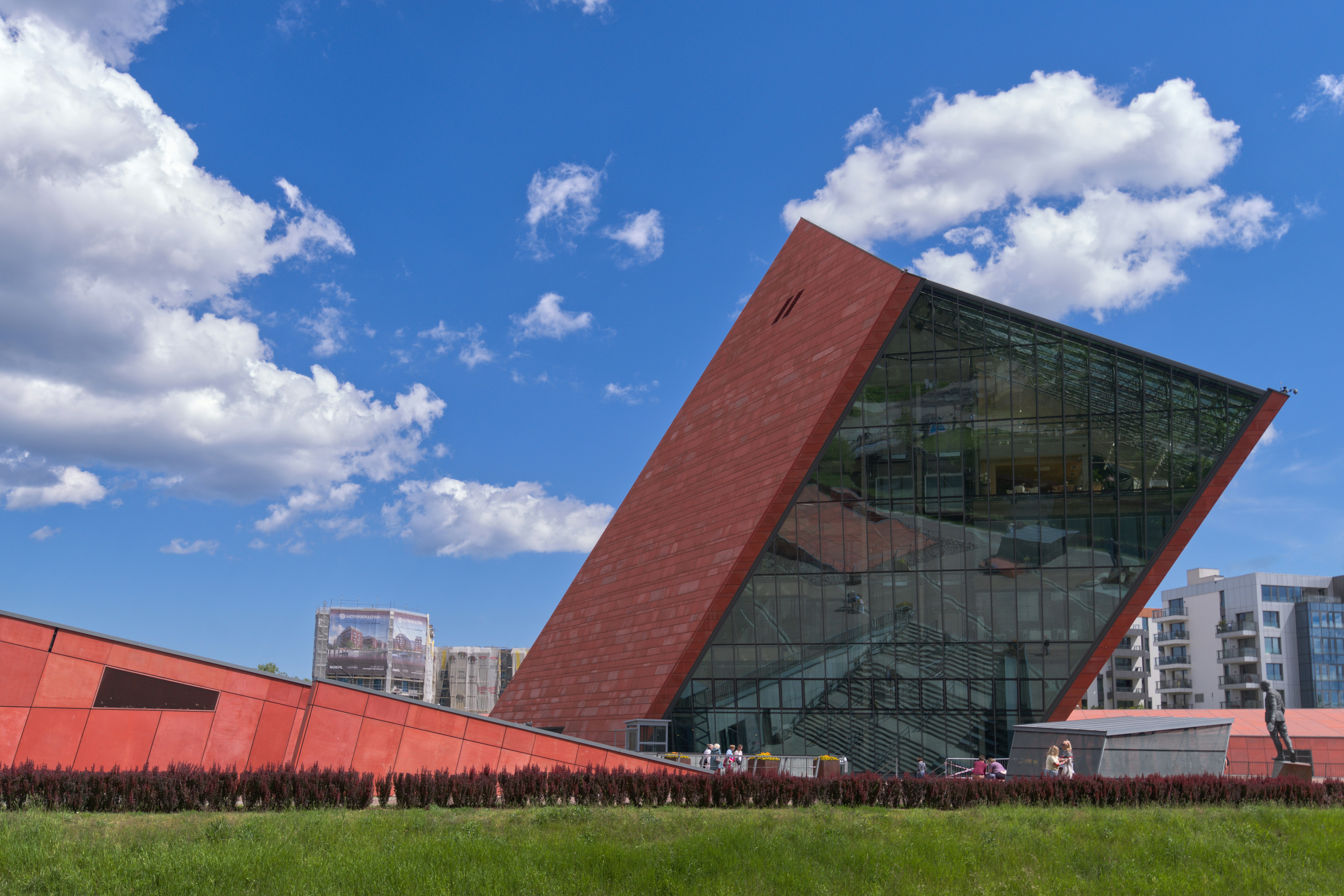 The 40-metre-high cube does not rise vertically from the ground, but at an angle of 58 degrees.