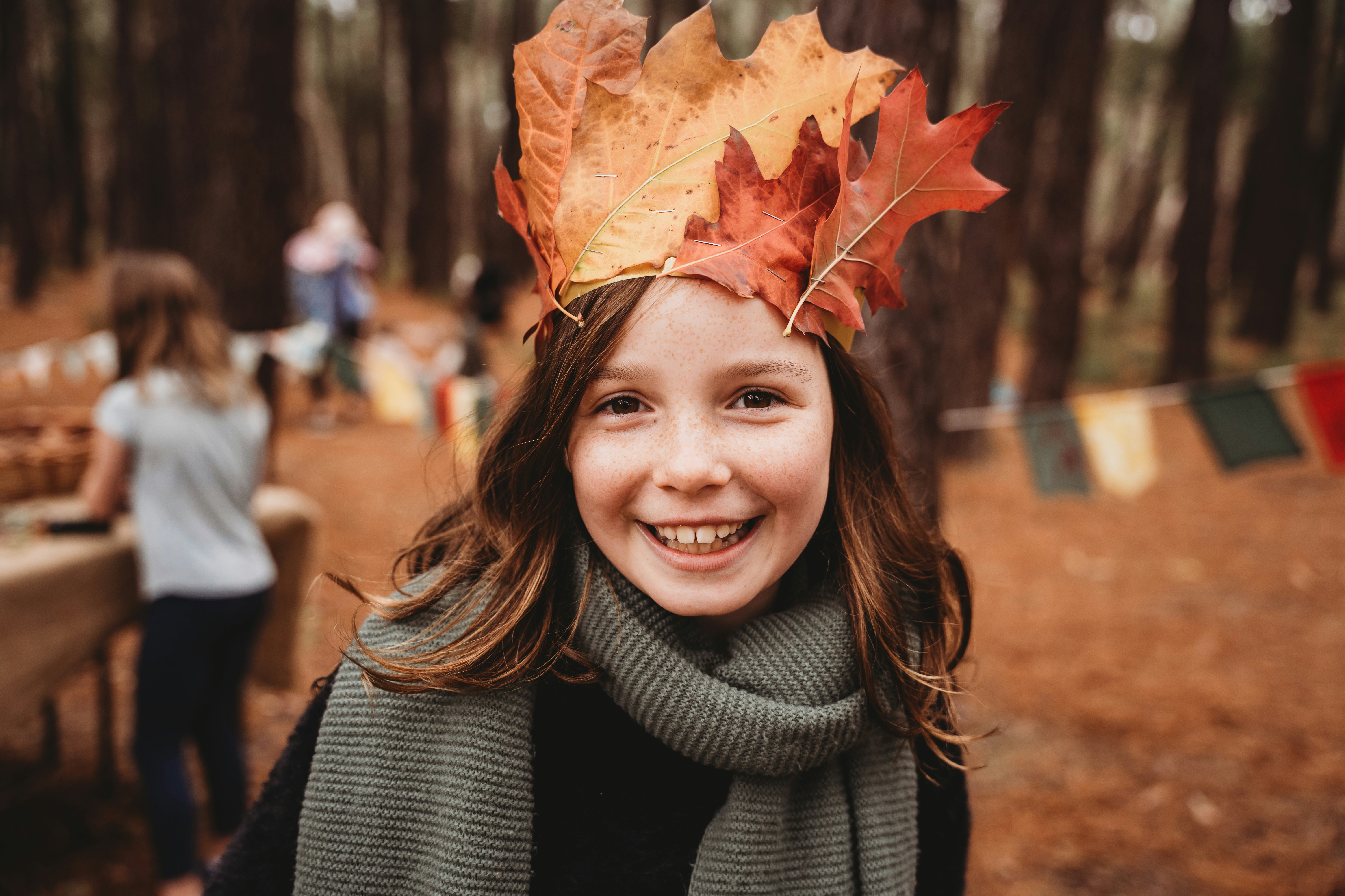 Leaf-Crown Portrait in an Autumn Forest