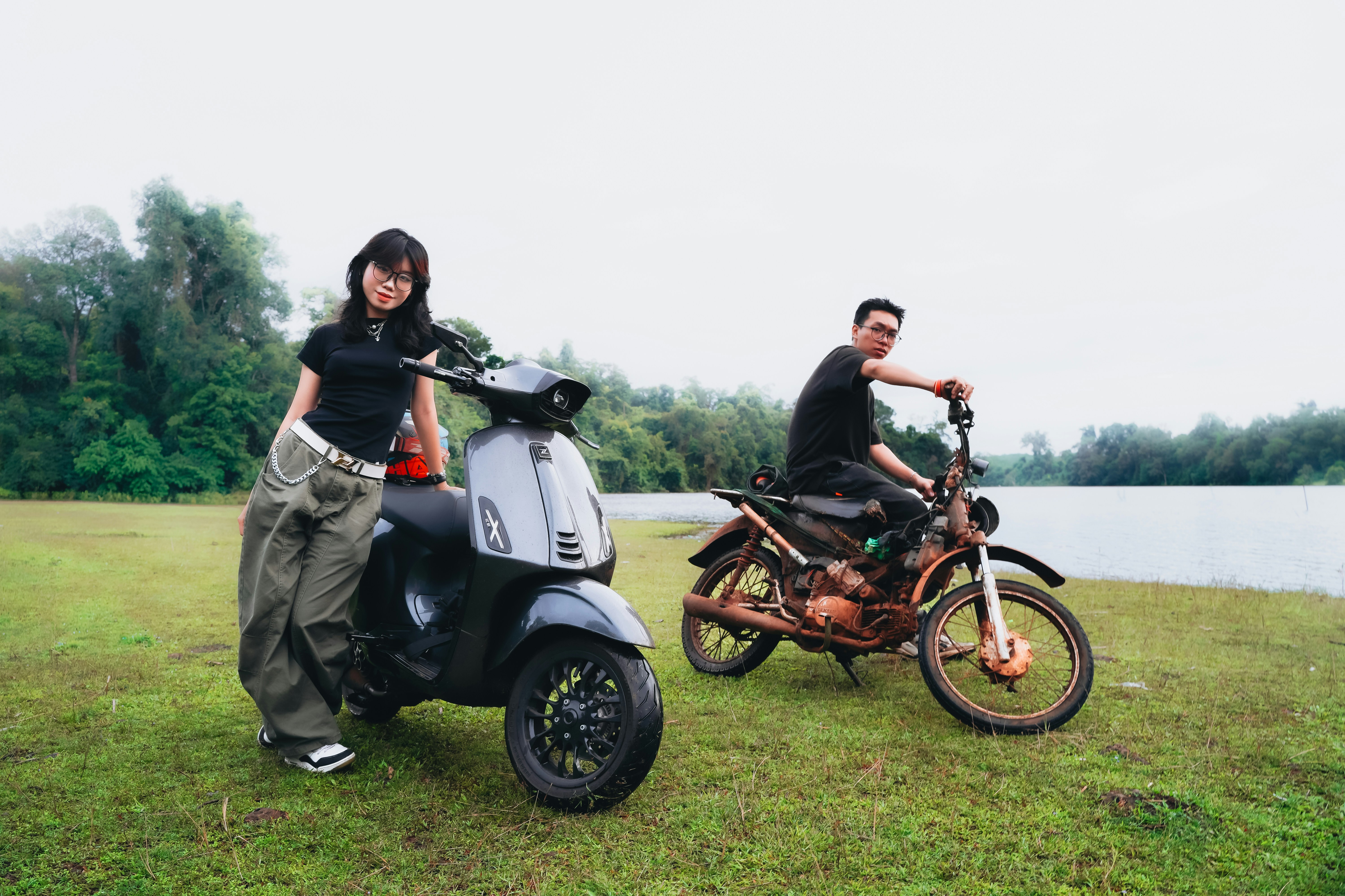 Past and Present by the Riverside: Two Wheels, One Quiet Field