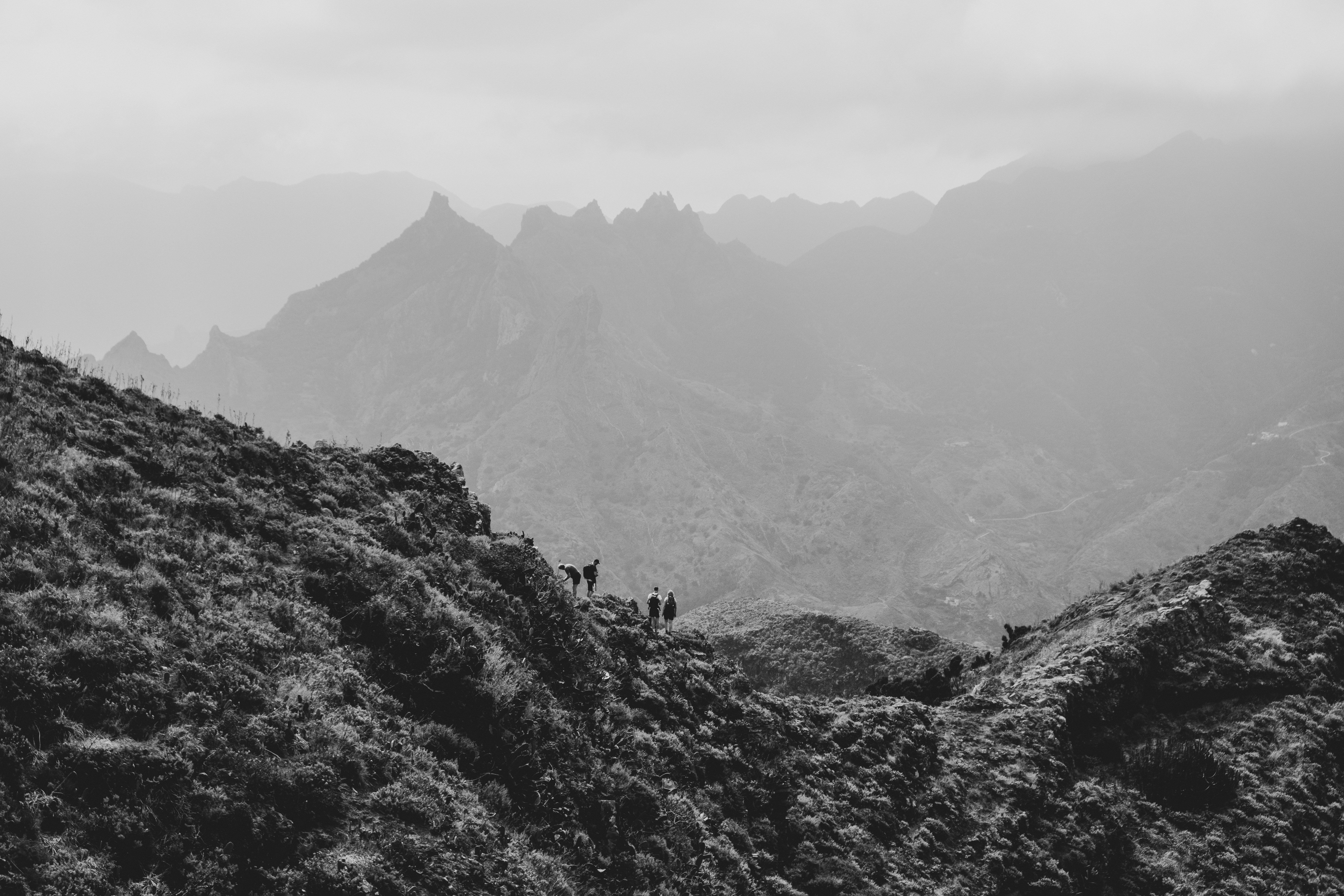 Ridgebound: silhouettes tracing a wind-worn alpine crest