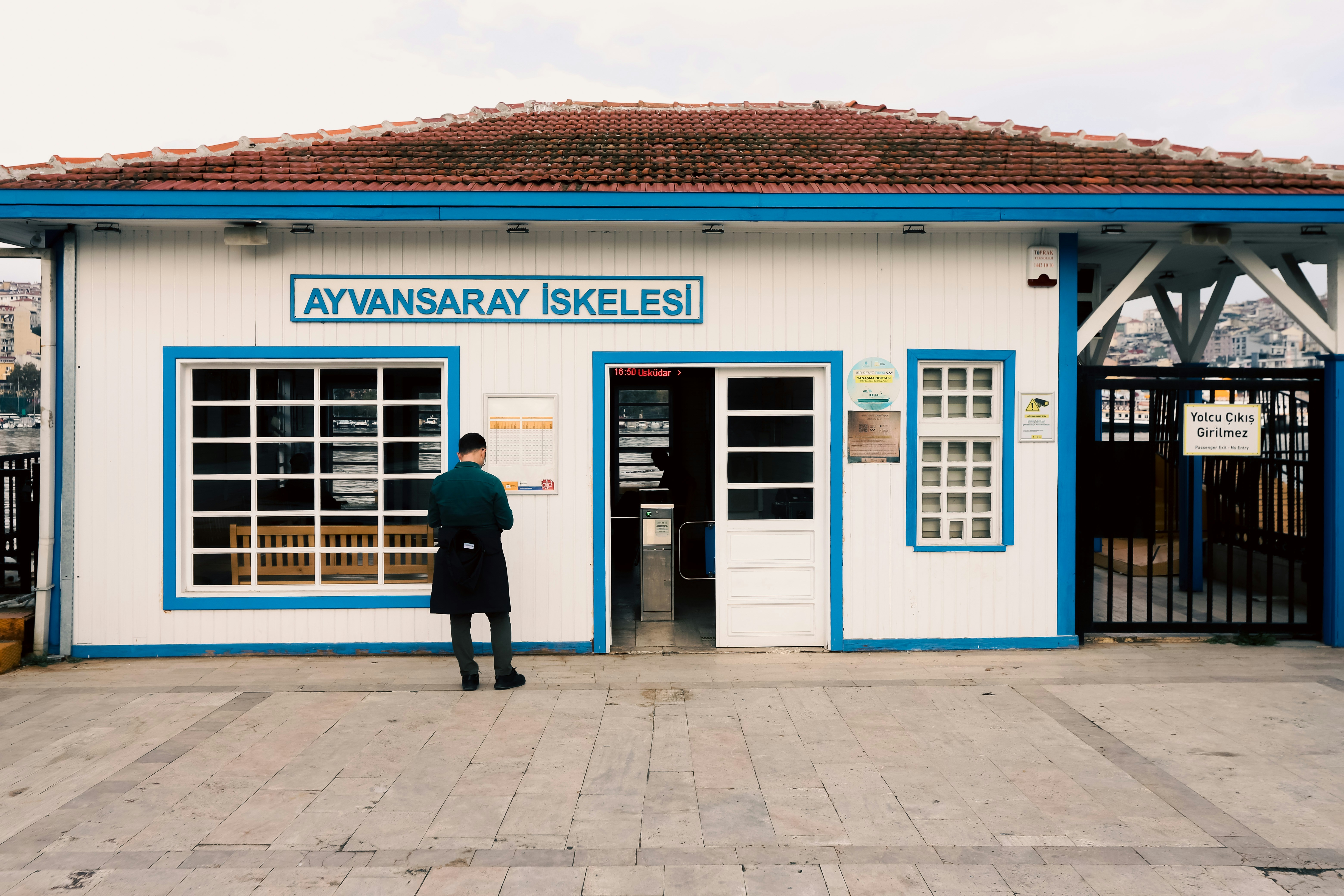 Blue-Framed Ayvansaray Station: A Quiet Threshold and a Lone Visitor