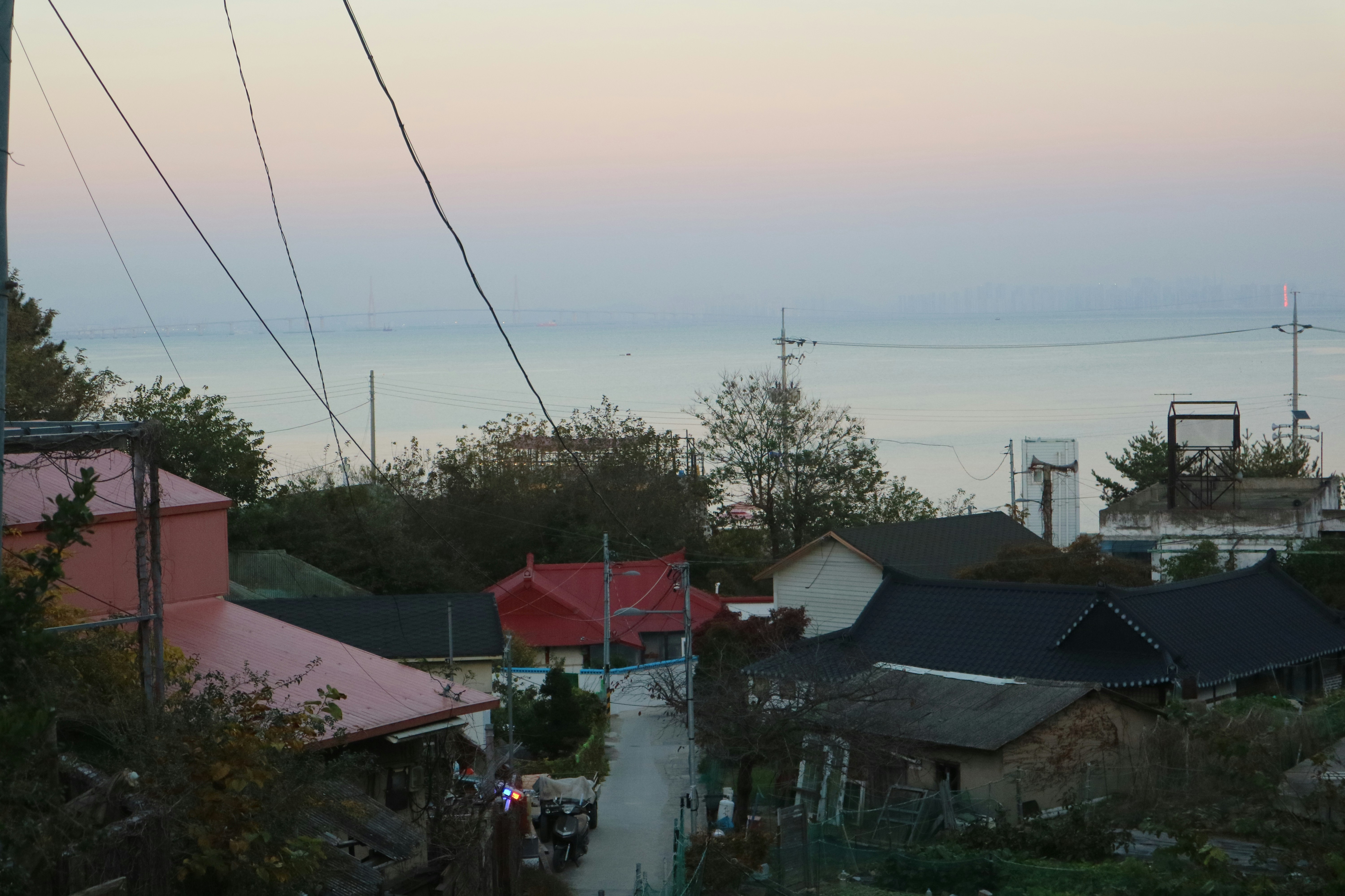 Pastel Dusk Over a Seaside Hilltown