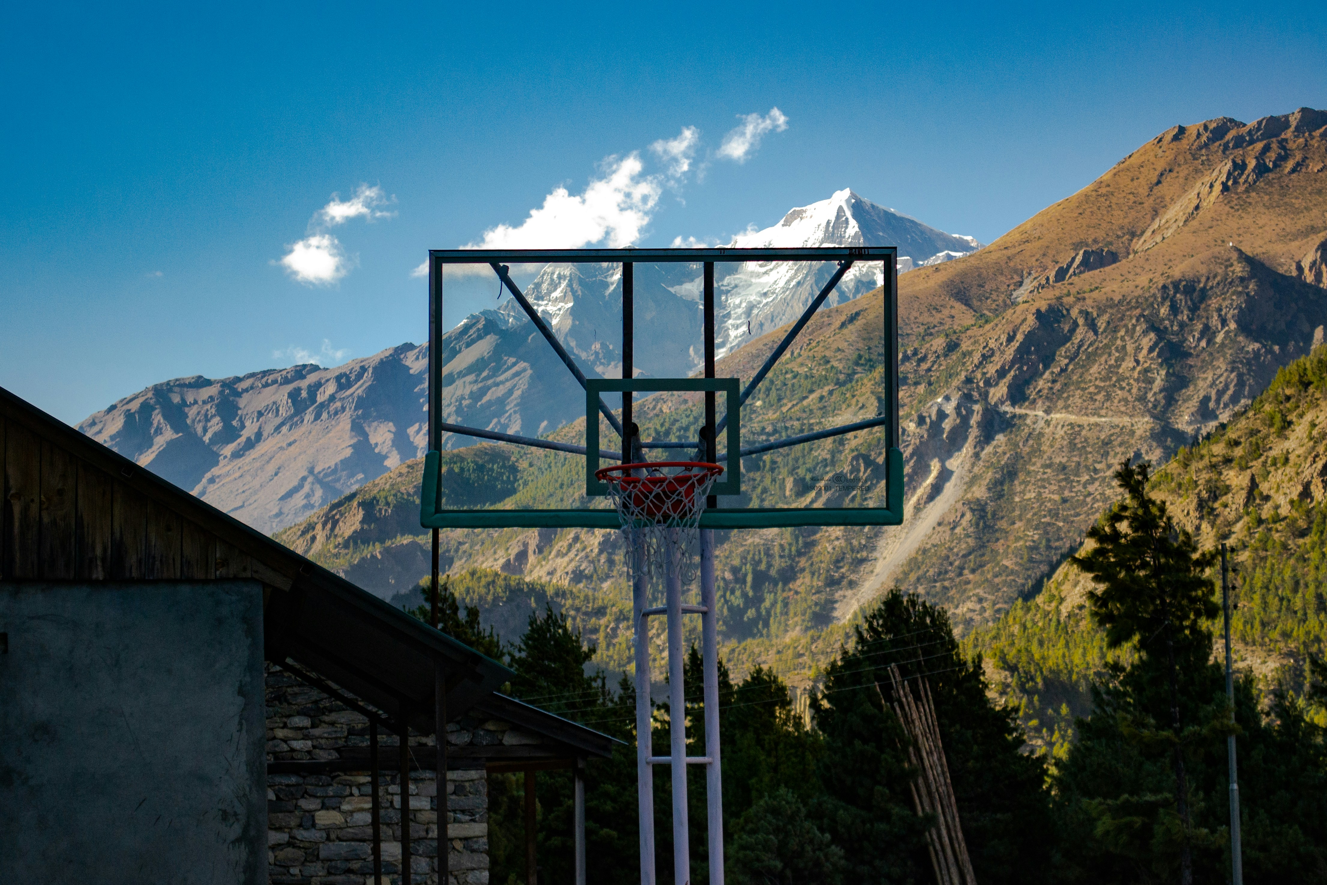 Hoop Against a Majestic Alpine Backdrop