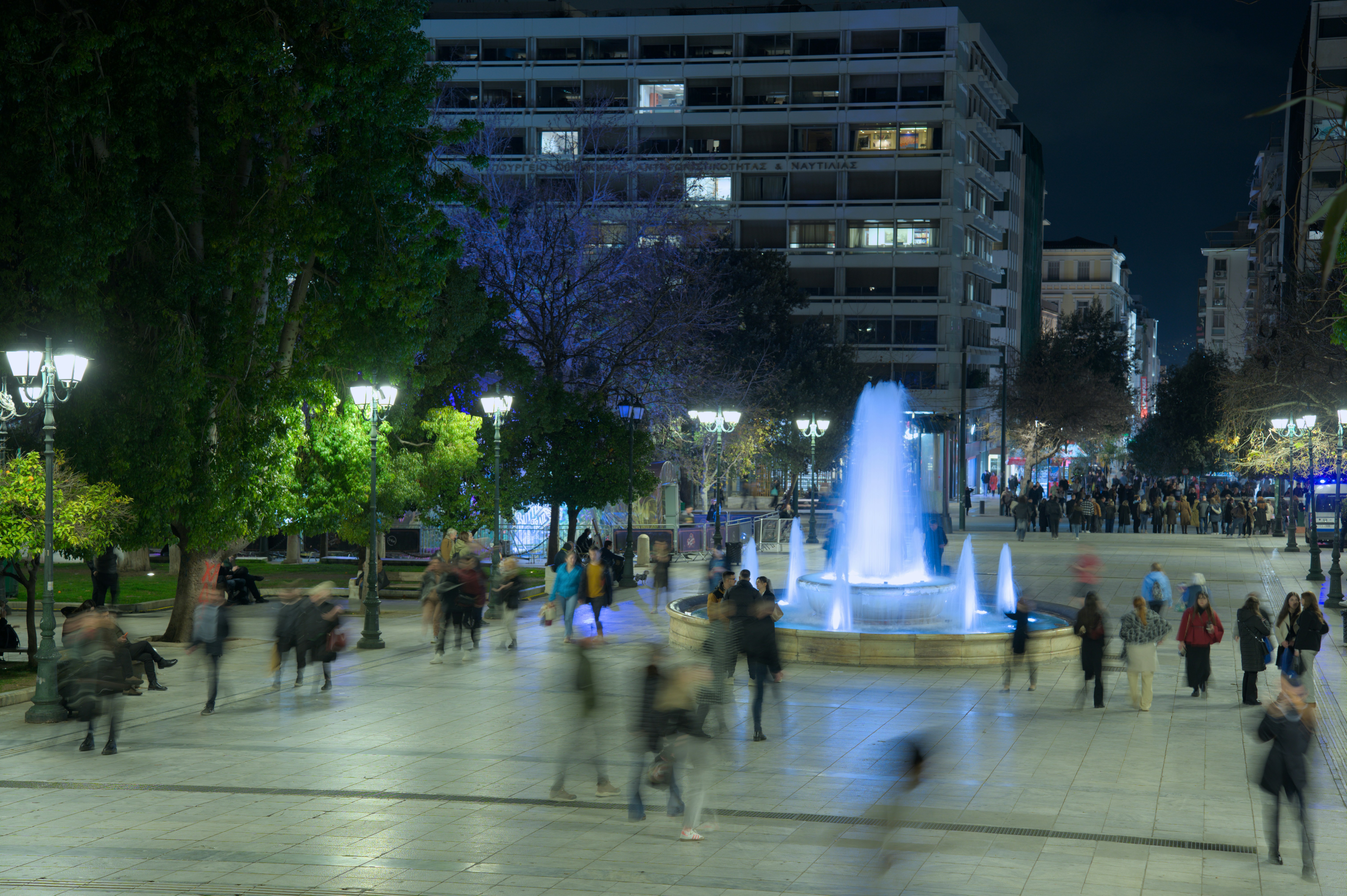 syntagma square at night, athens