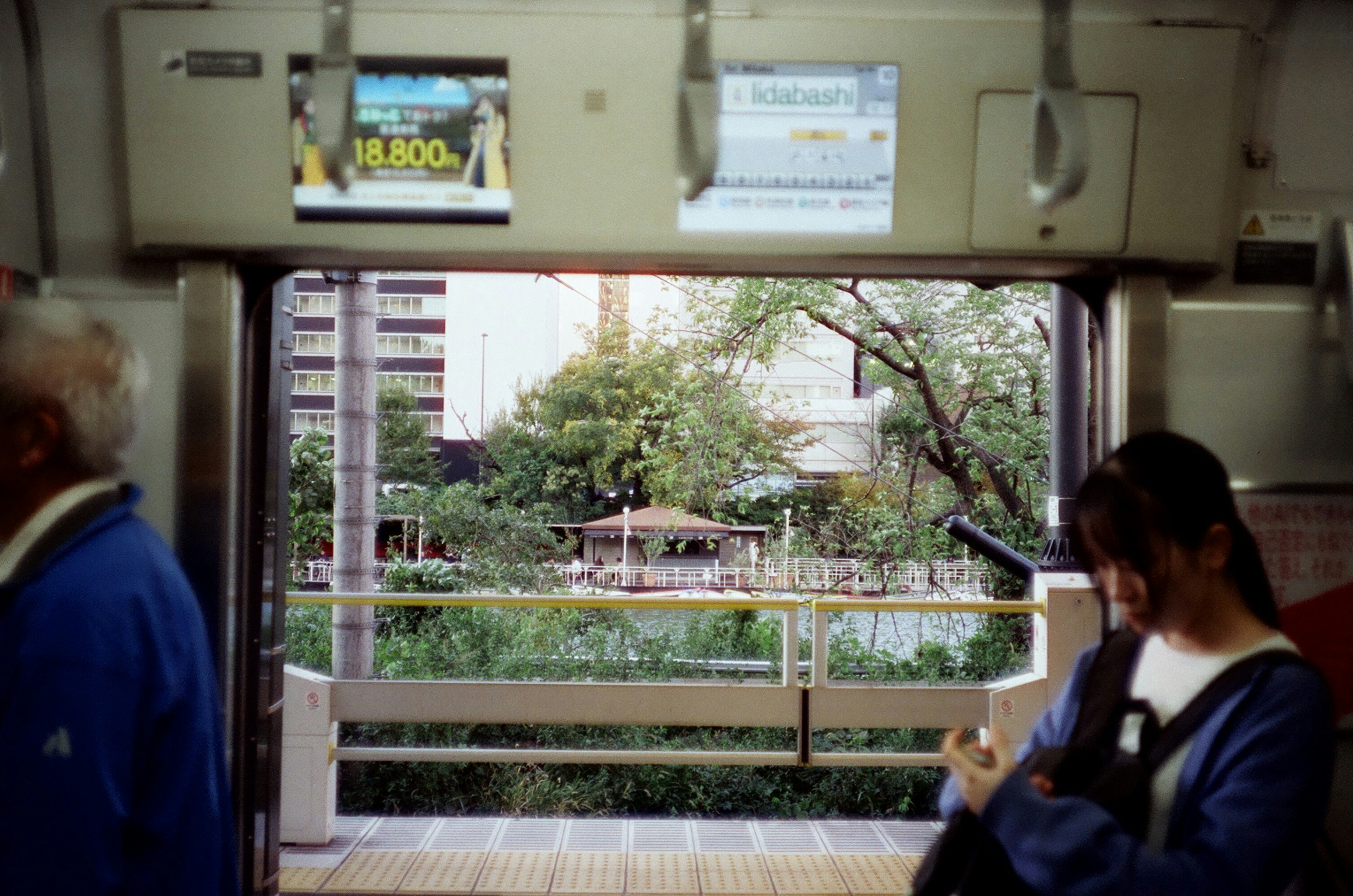 View from train window of greenery and buildings photo – Free Building ...