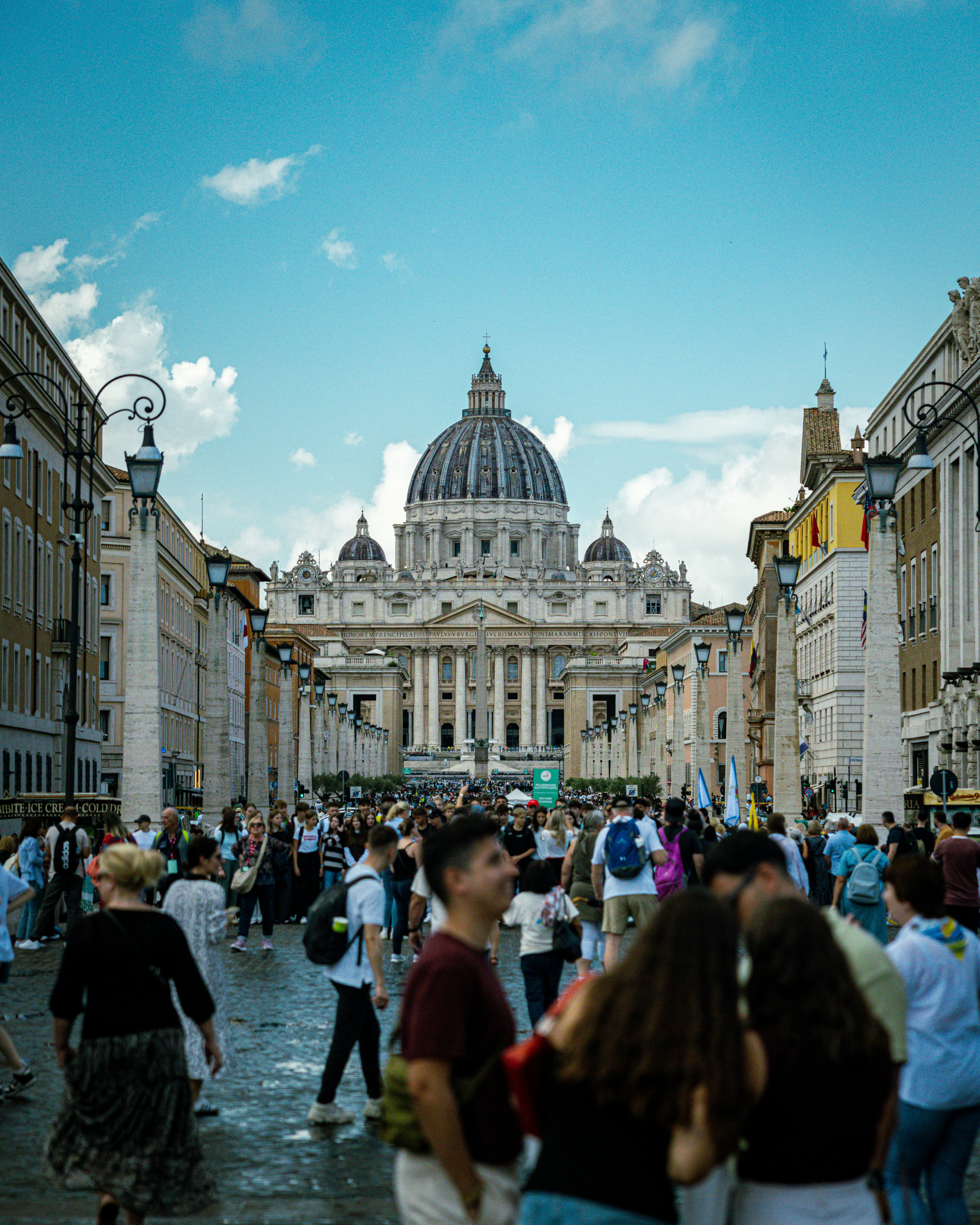 Streets to the Dome: Crowds Converge Toward St. Peter's Basilica