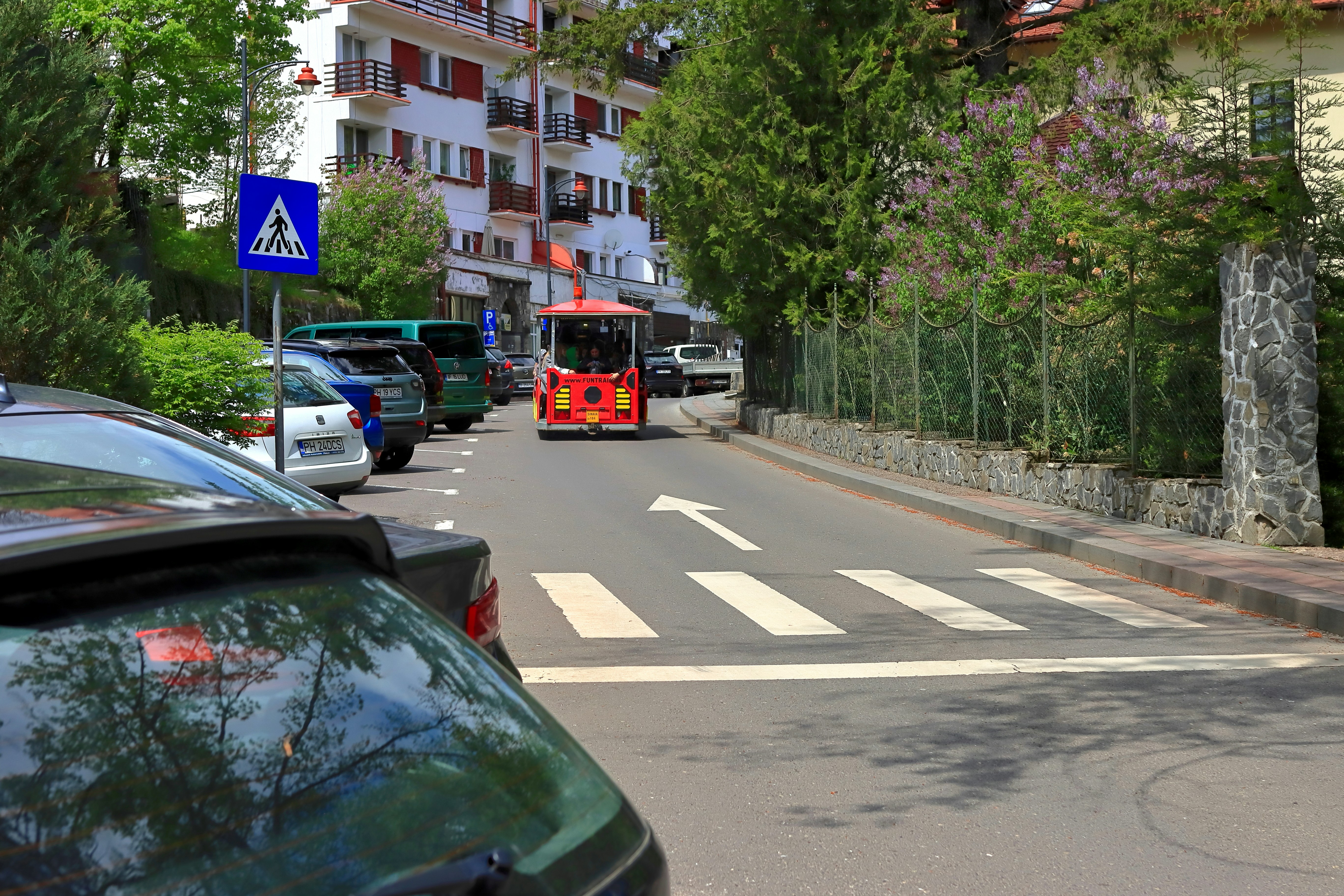 With the little train through Sinaia, Romania
