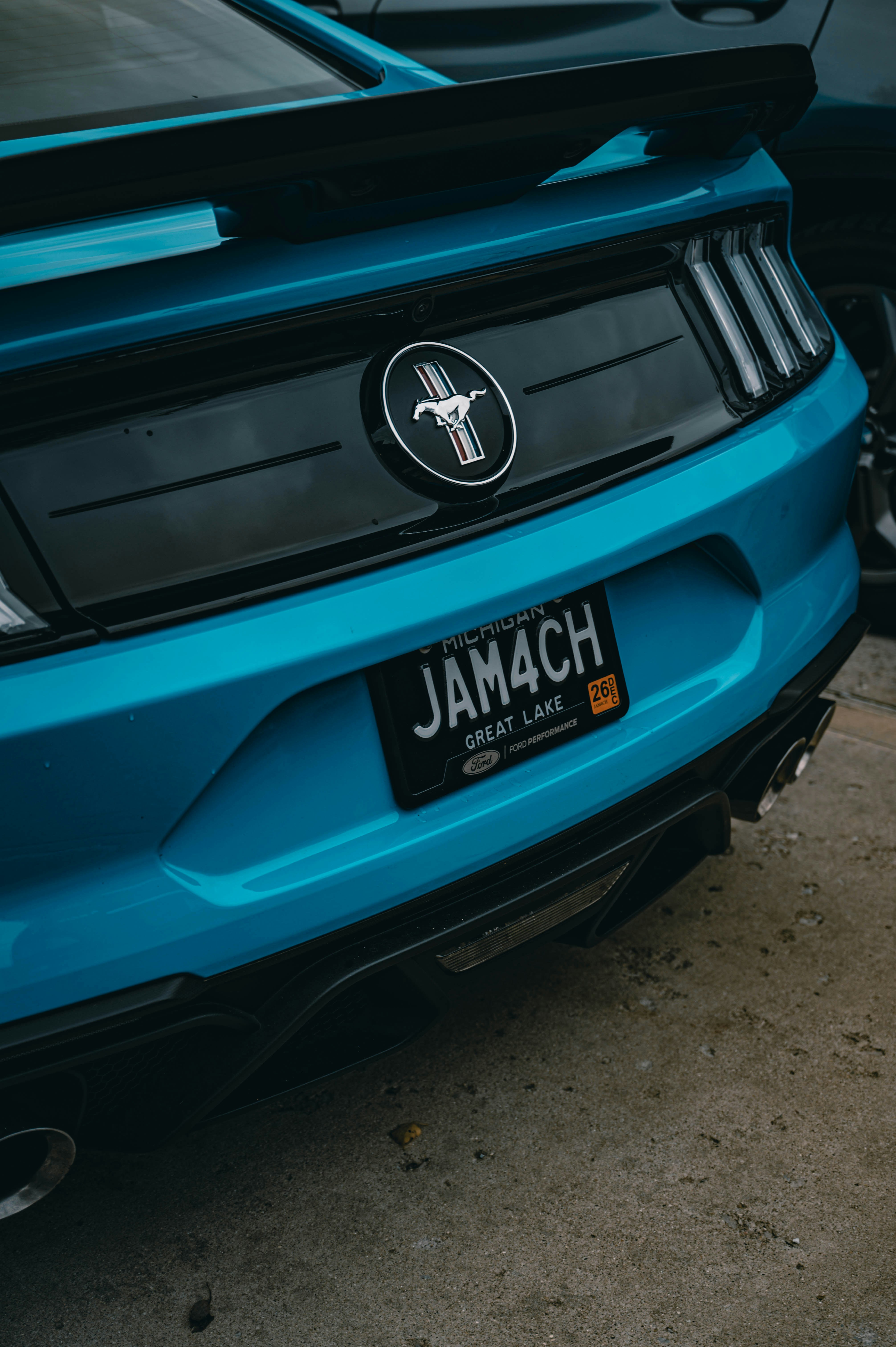 Azure Mustang Emblem Framed by Bold Tail Details