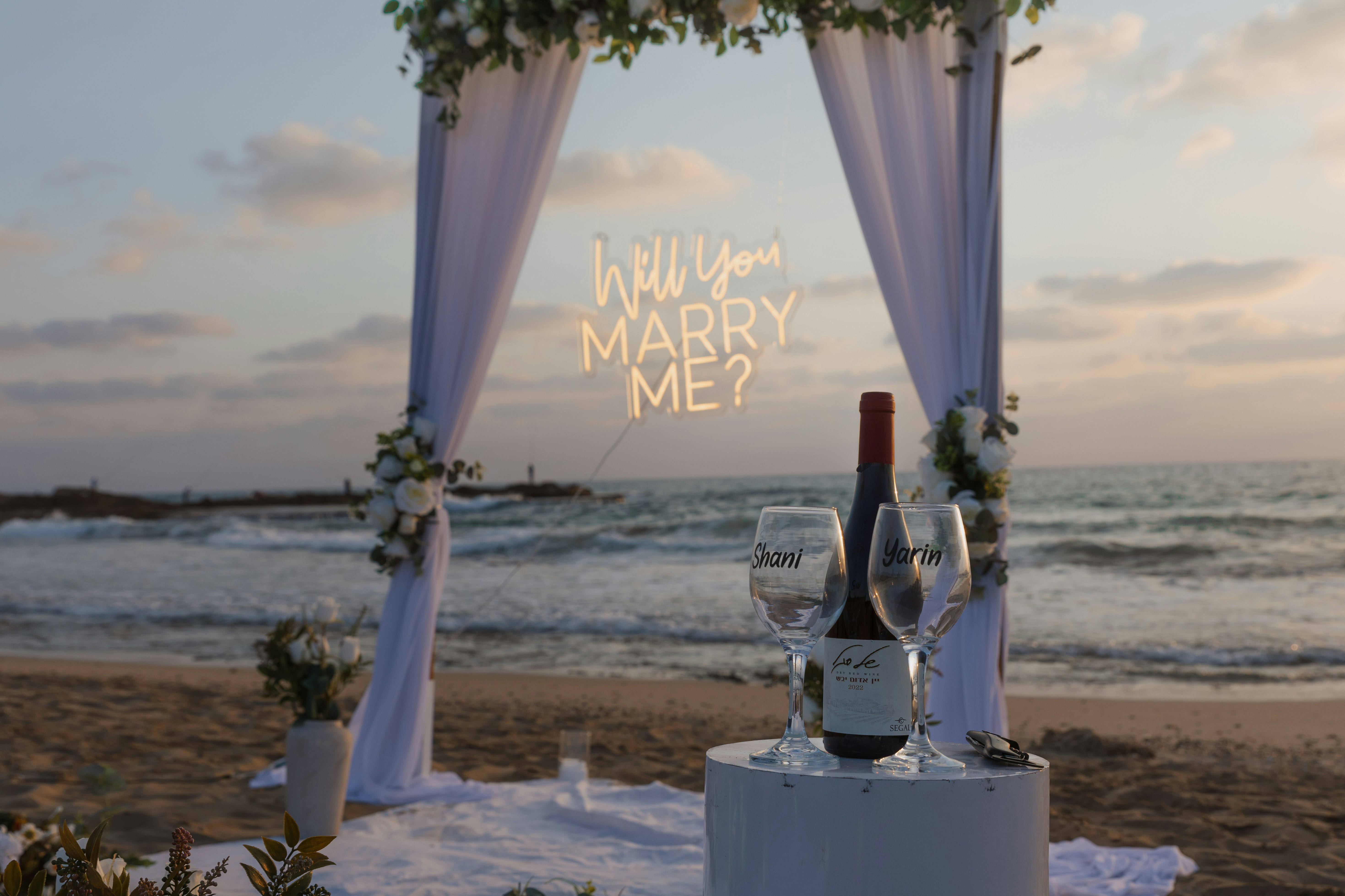 Neon Vows by the Sea: A Beachfront Proposal