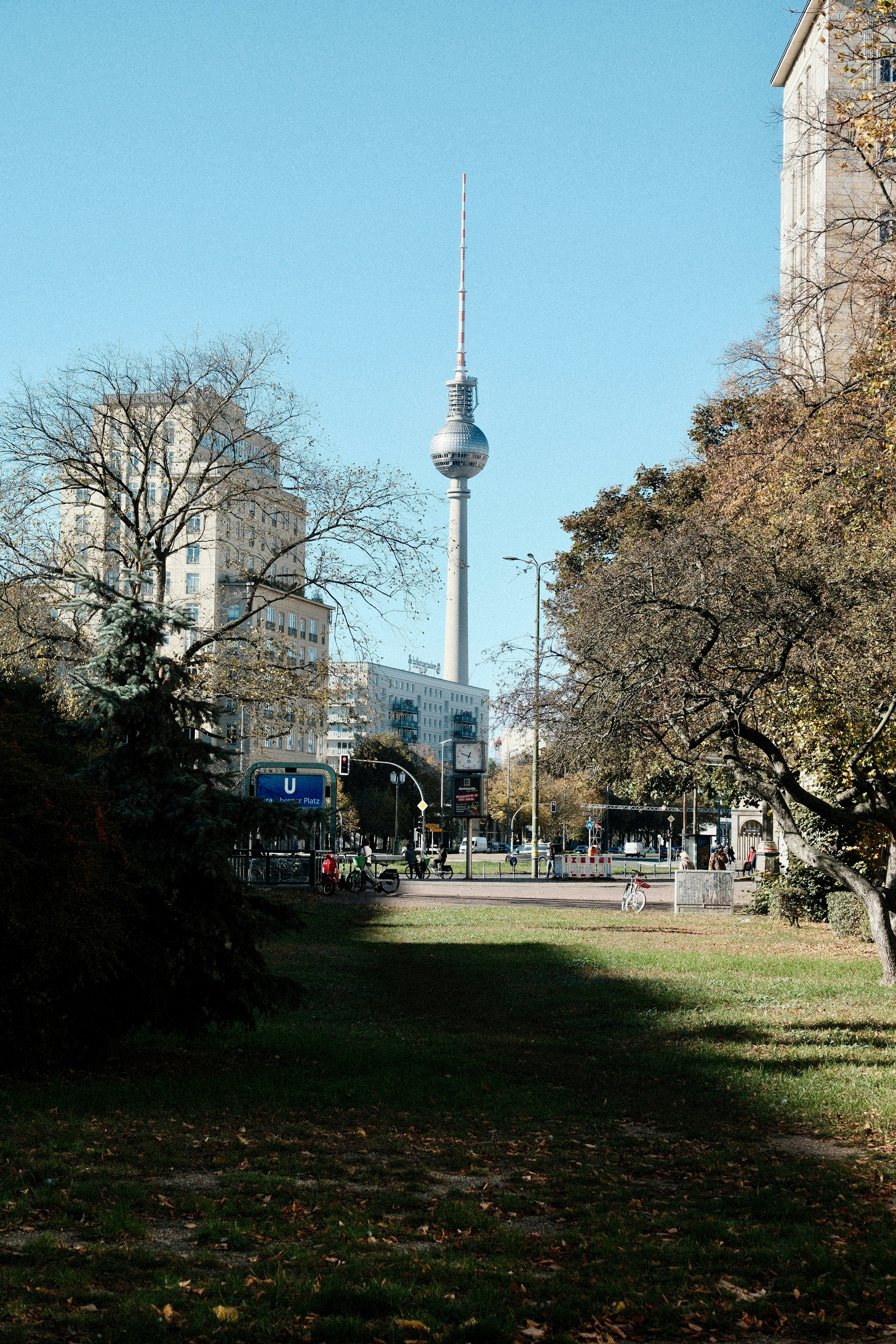 Spire Over Green: Fernsehturm Rising Above a Quiet Berlin Park
