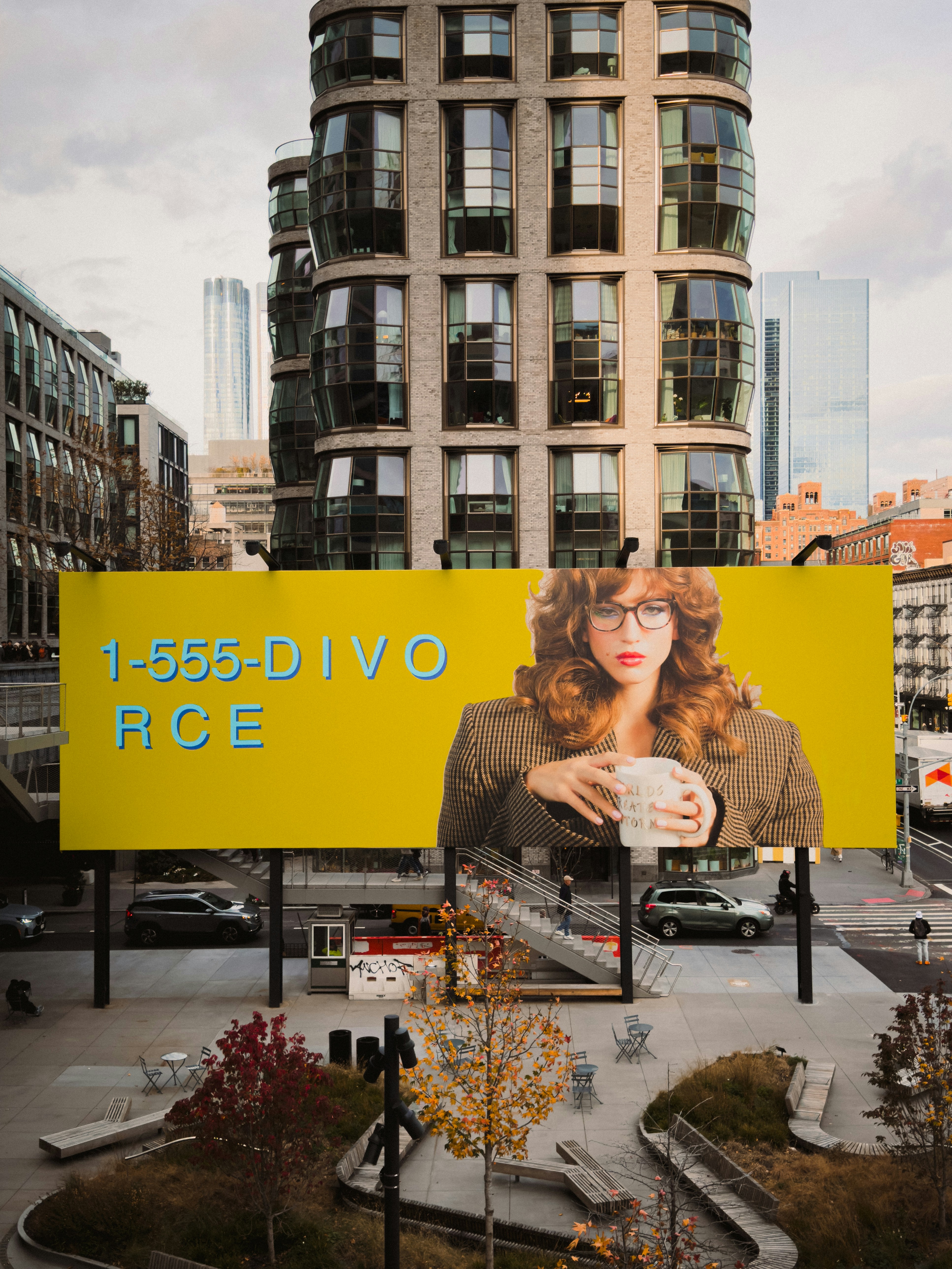 Bold Yellow Canvas: A City Portrait Anchoring the Skyline