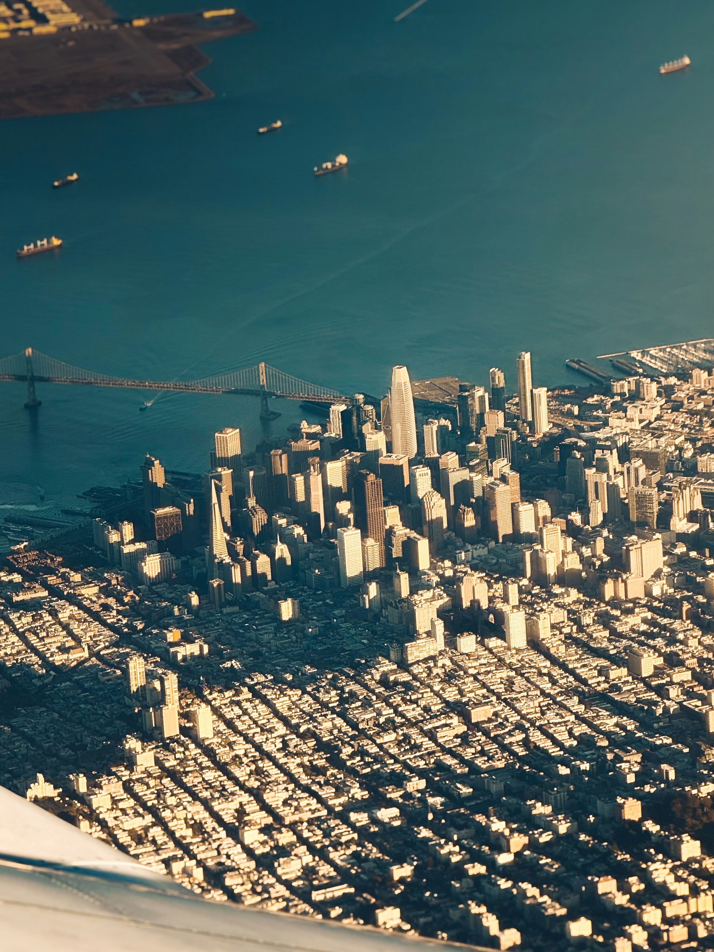 Harbor Grid: Aerial Portrait of San Francisco's Skyline and Bay Bridge