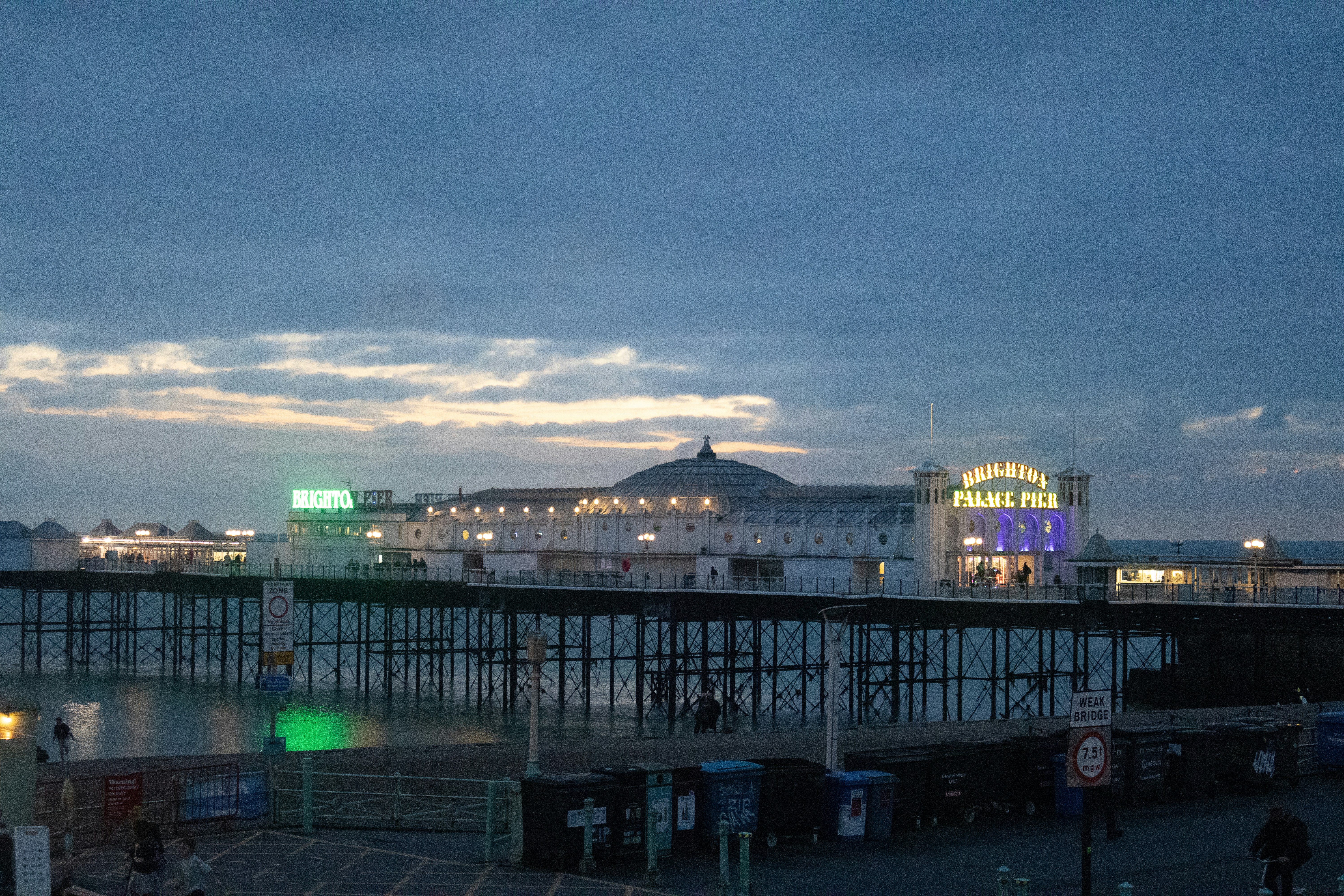 Dusk Neon Over Brighton Palace Pier: Quiet Light on the Dome