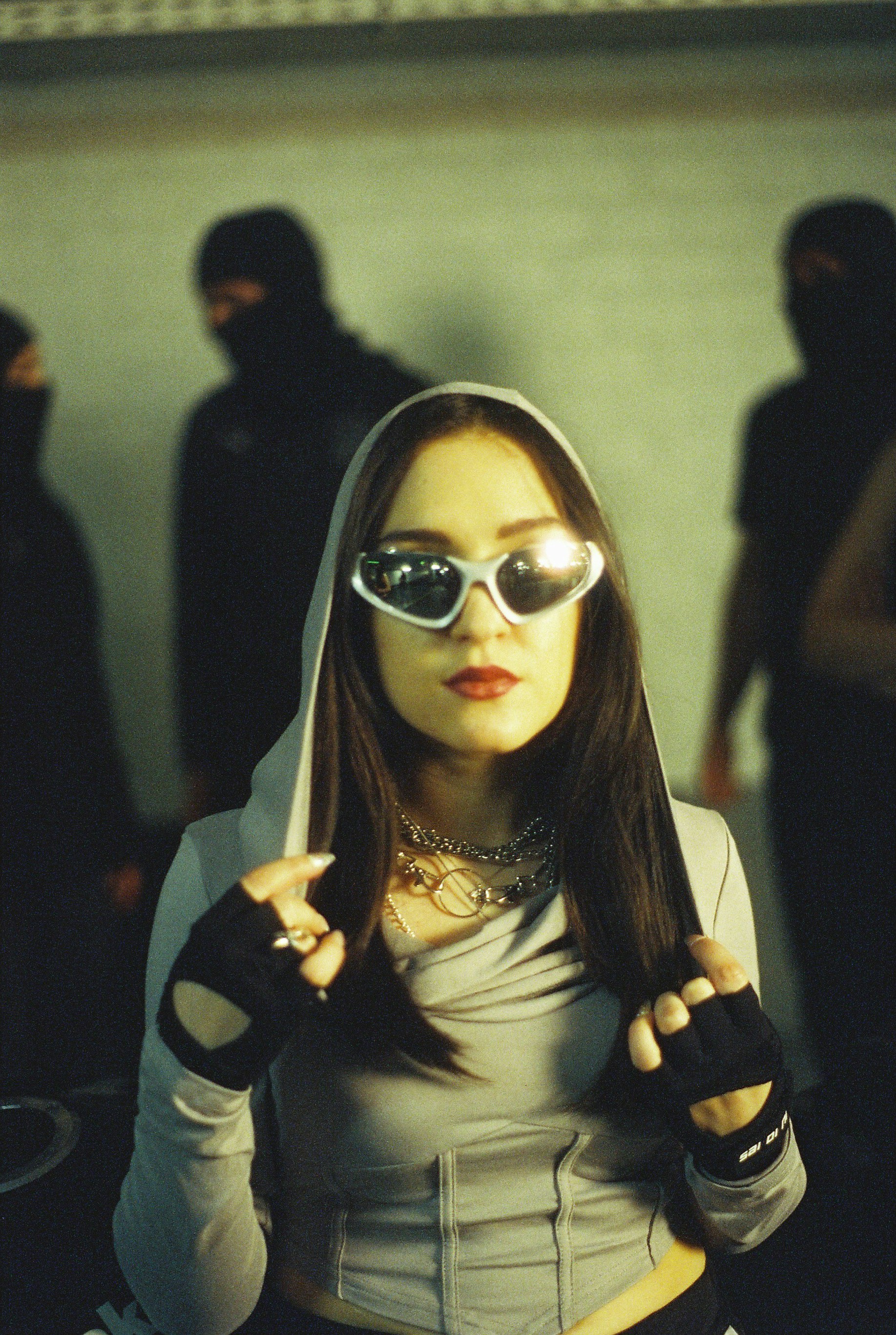 Backstage photo from the music video "Tunnel Vision" - Kari Bee (2025). Shot on film - Cinestill800