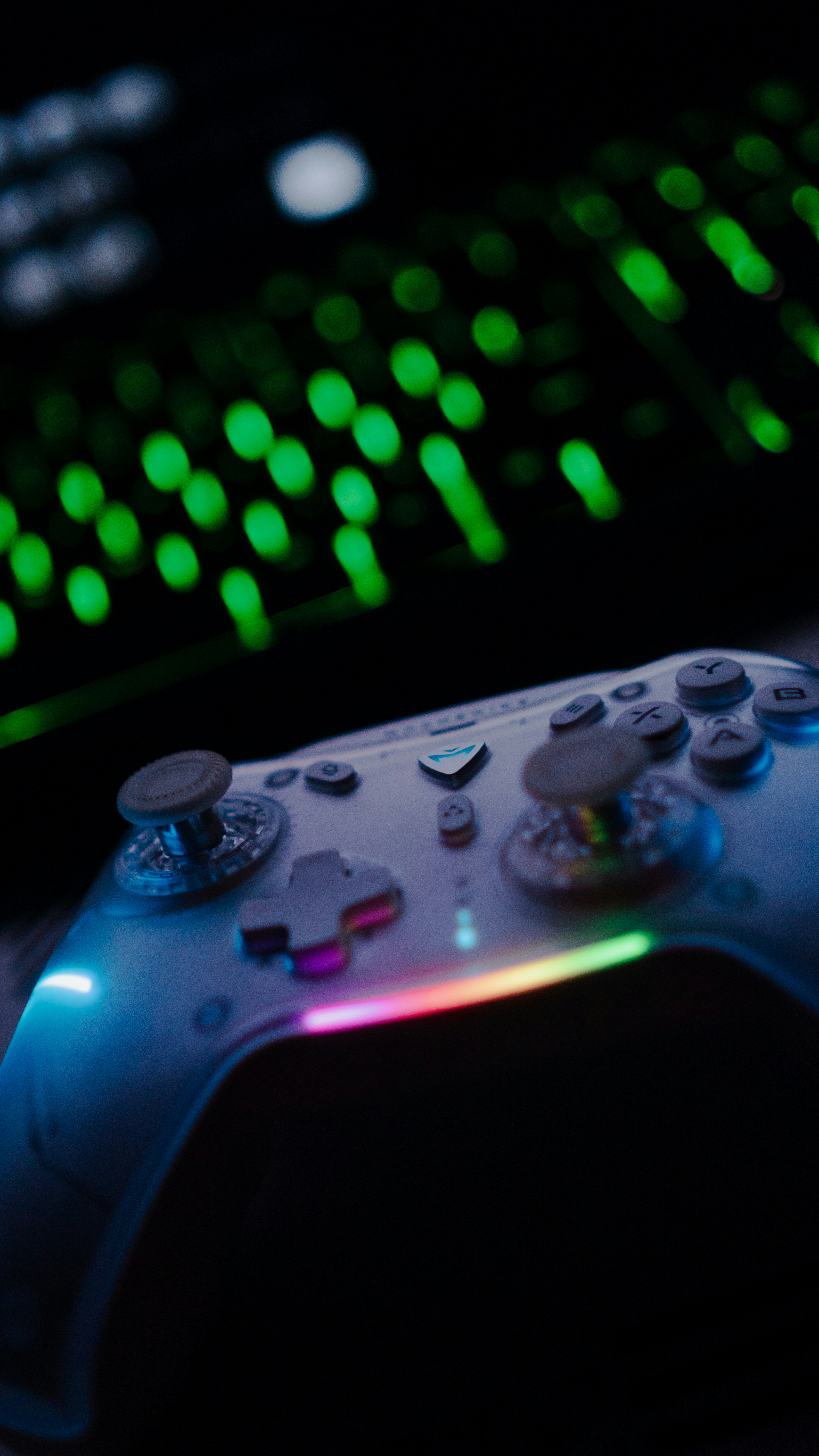 A video game controller with colorful led lights. photo – Free ...