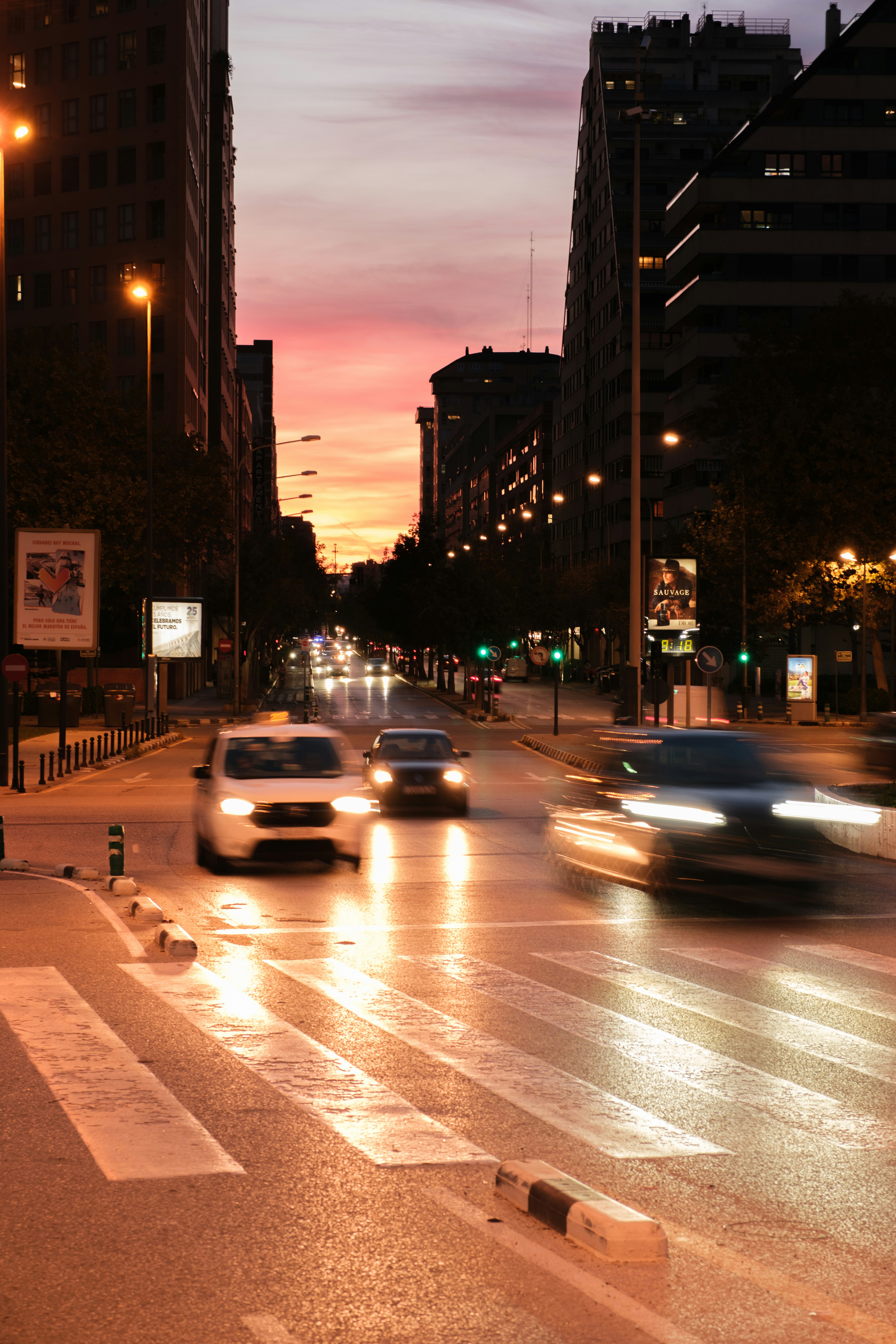 Twilight Conduit: A City Street Painted by Blurred Headlights