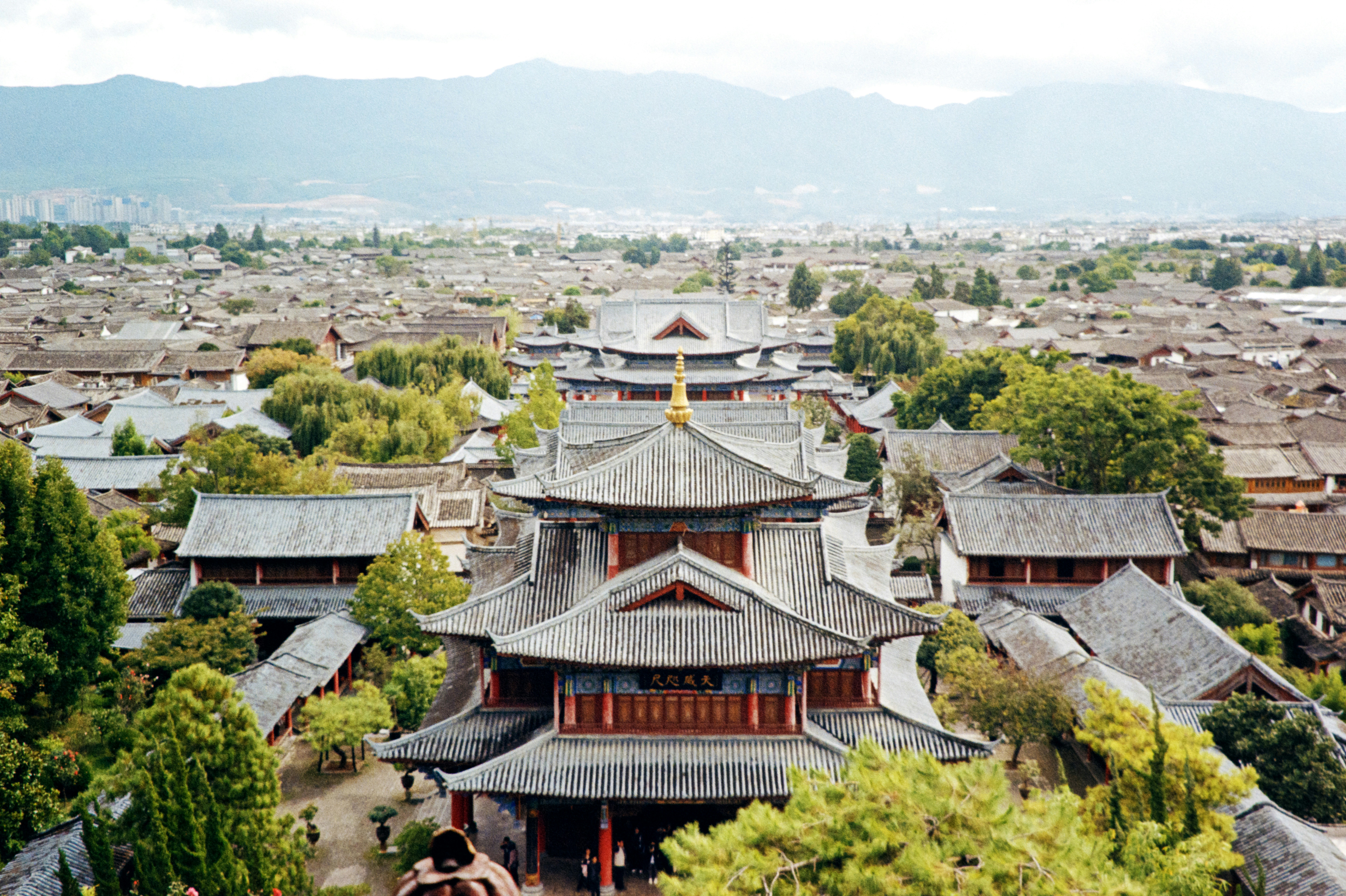 Red-Roofed Pagoda Array Over a Serene Temple Town