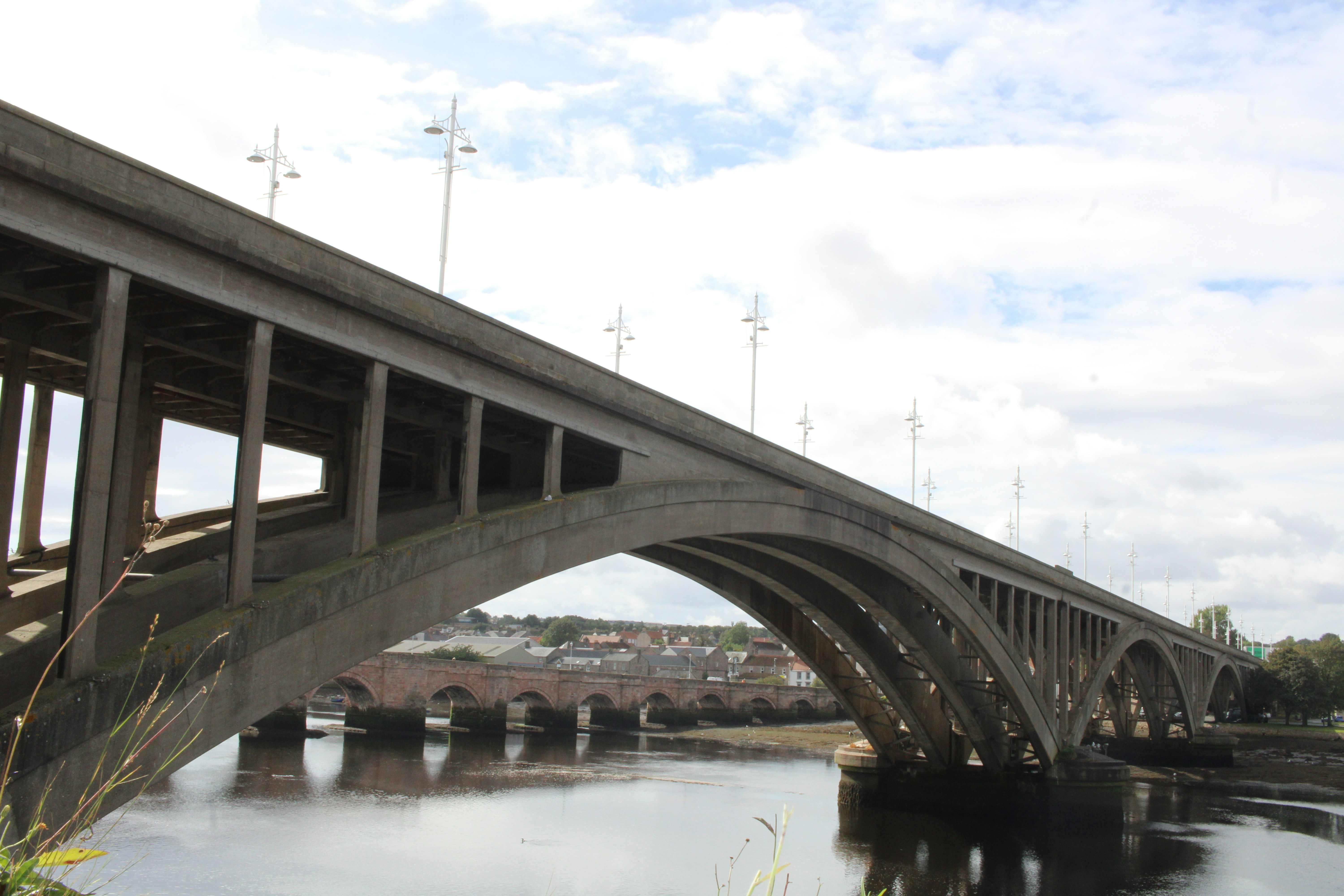 Curved Concrete: The Long-Span Bridge Framing a Quiet Riverside