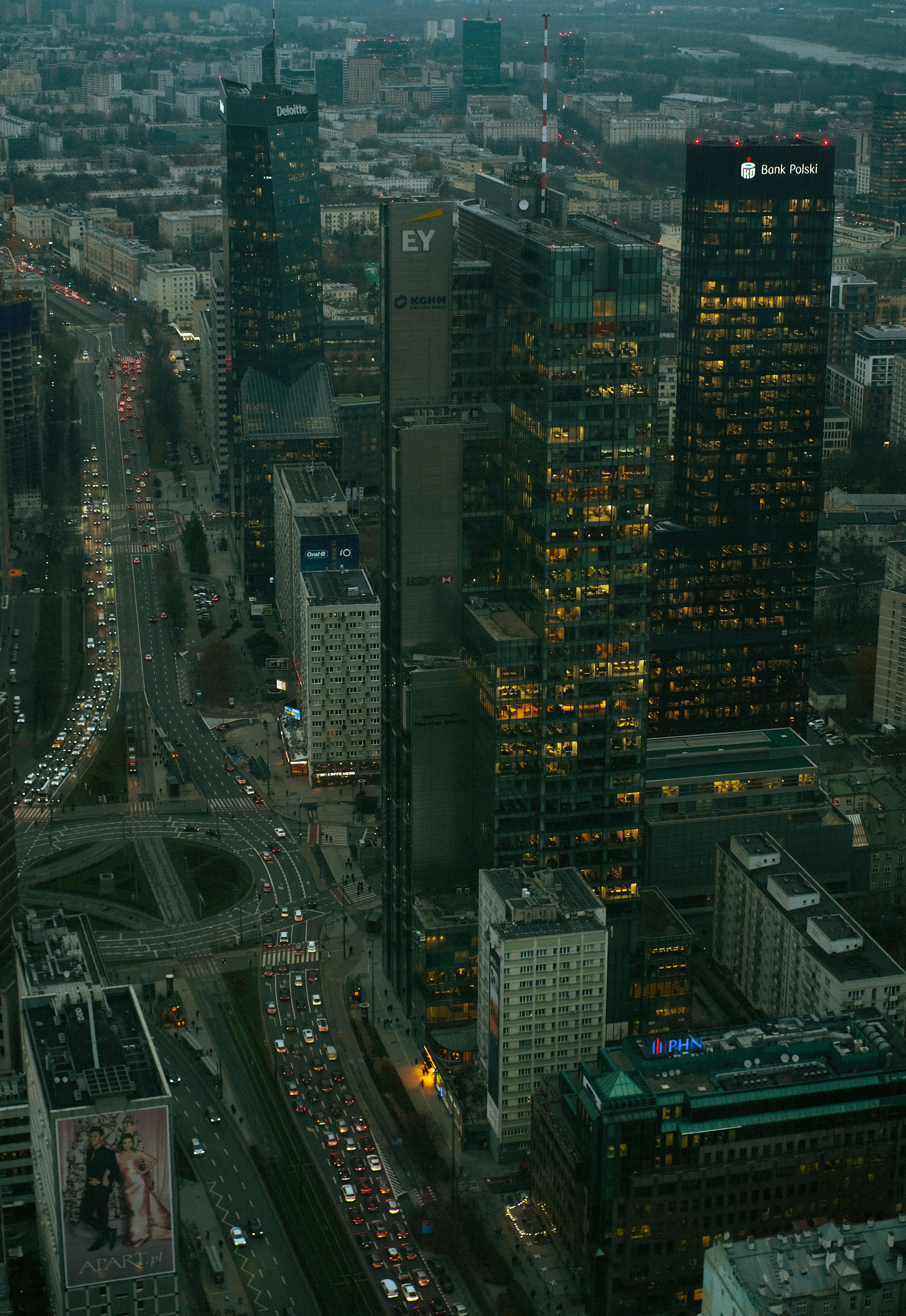 Midnight Gridlock Over Glass Spires and Neon Ribbons