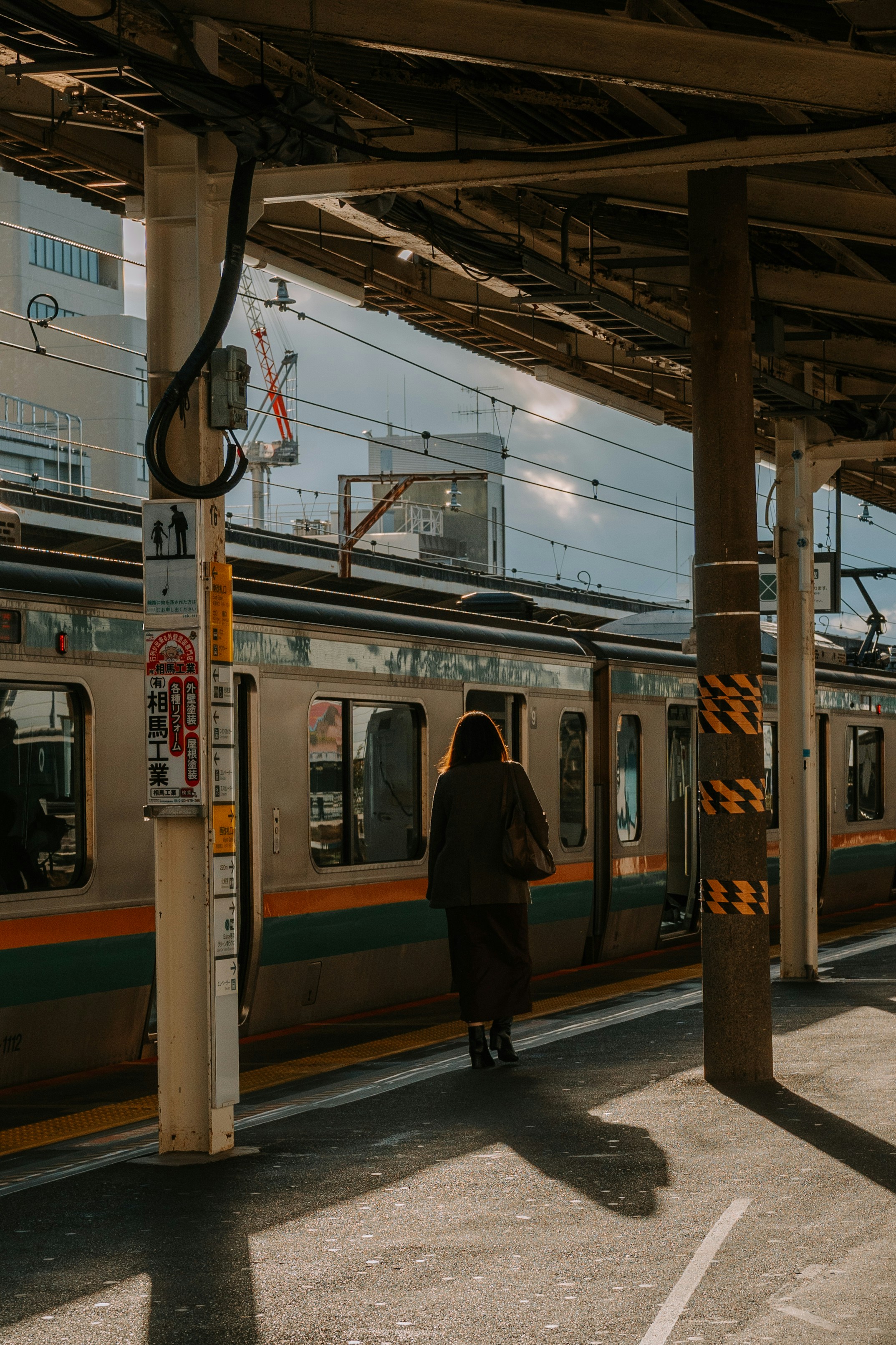 Evening Quiet on a Commuter Platform
