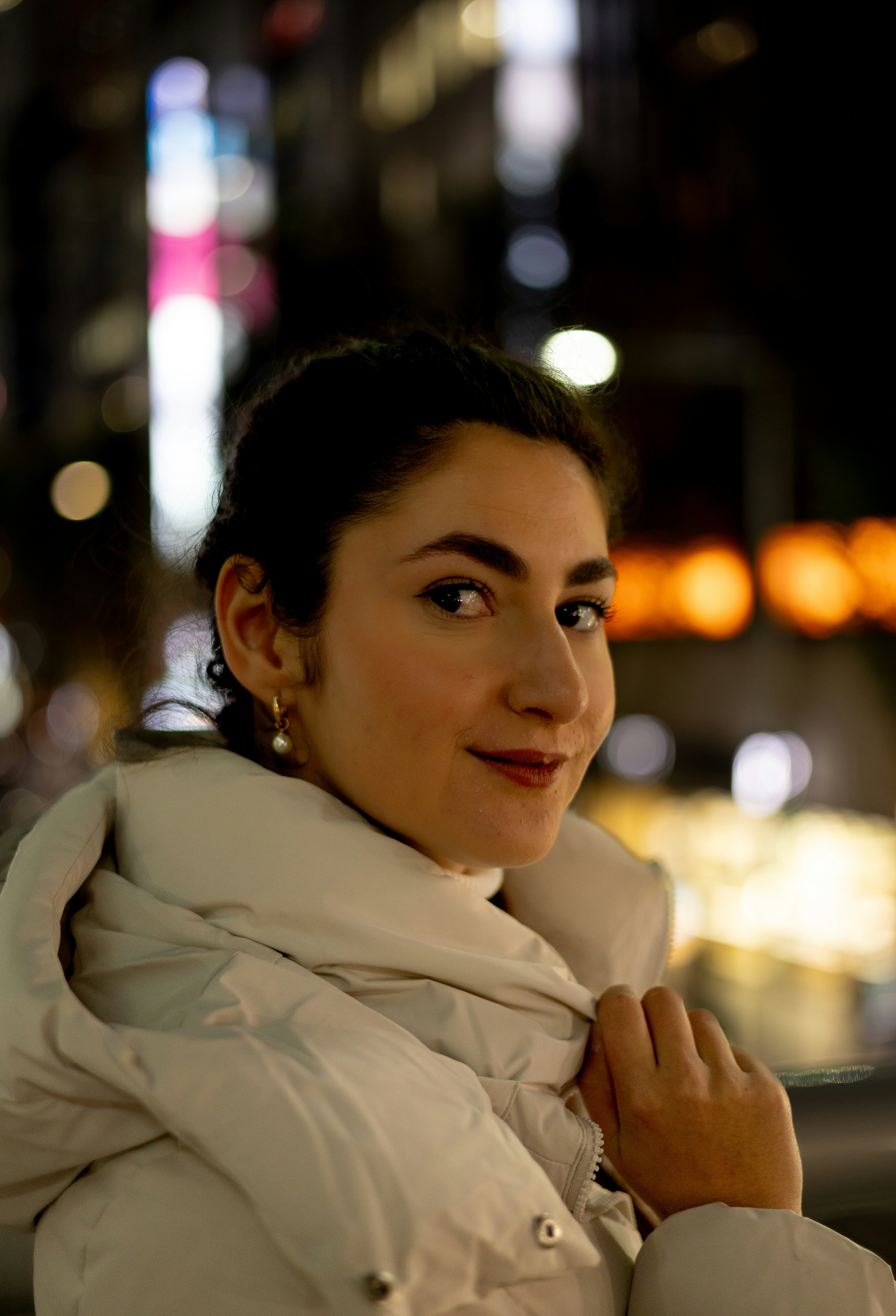 Velvet City Night Portrait with Neon Bokeh