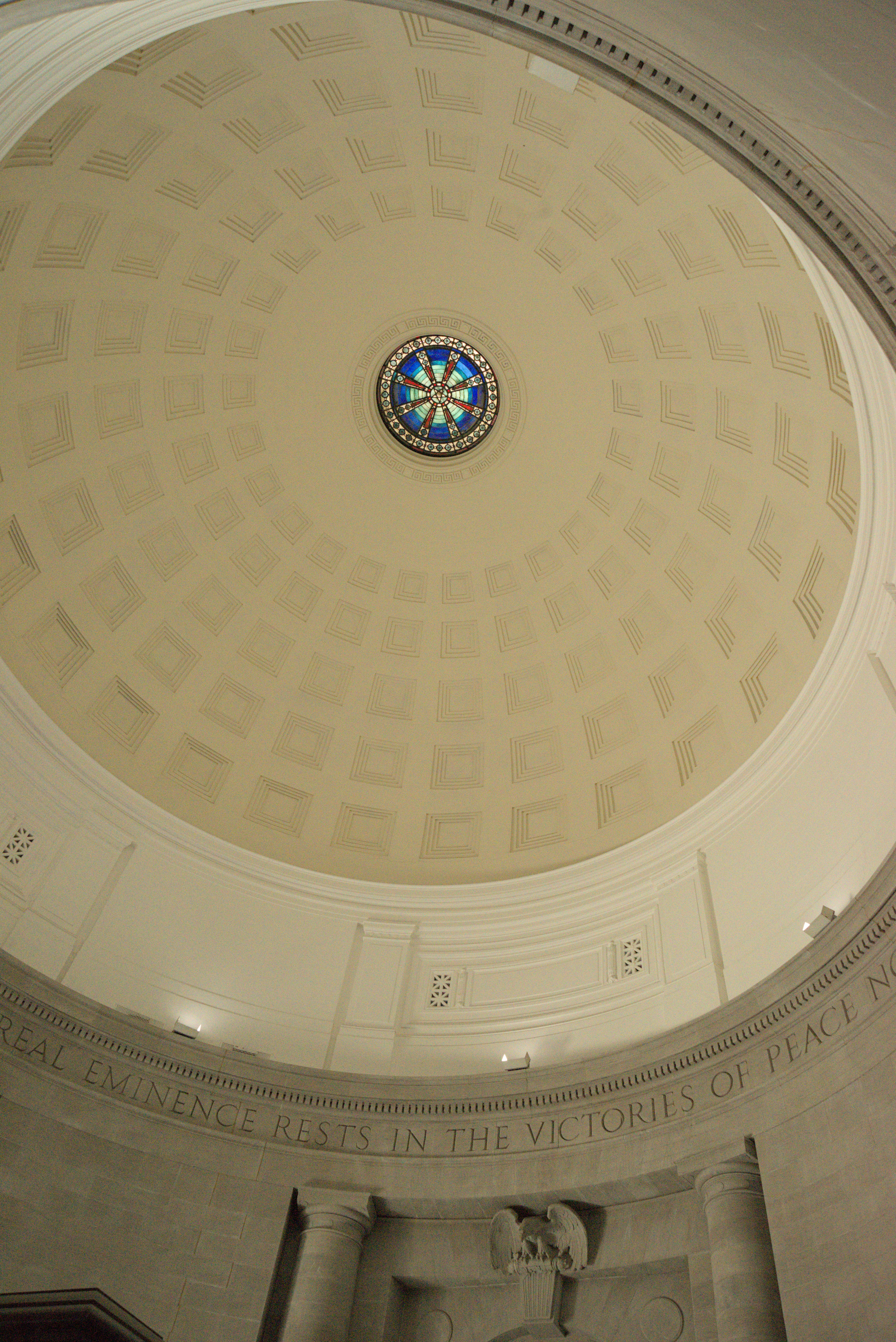 Blue-Stained Skylight at the Dome's Core: A Quiet Architectural Portrait