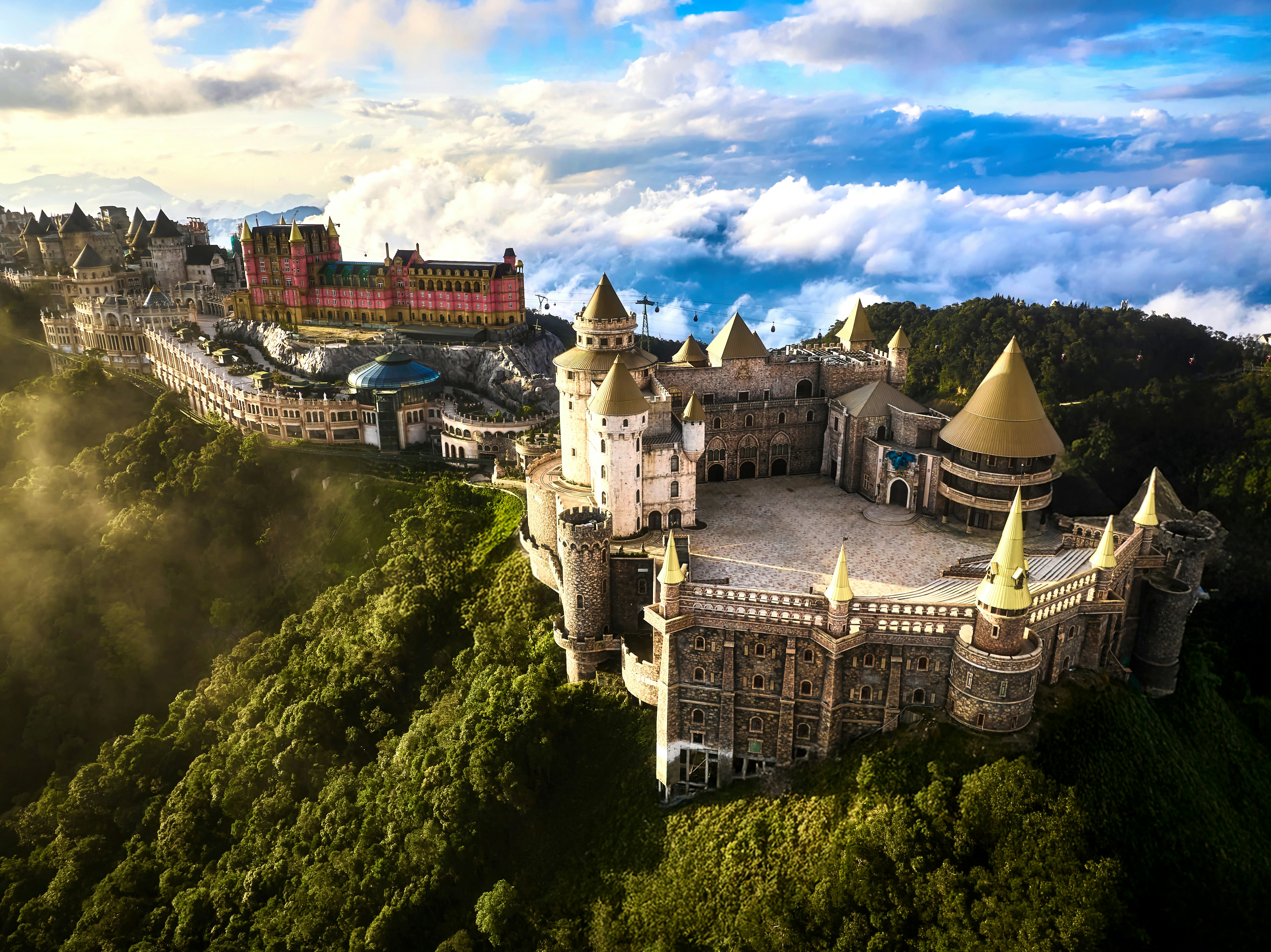 Verdant Crown: Aerial Panorama of a Hilltop Fortress