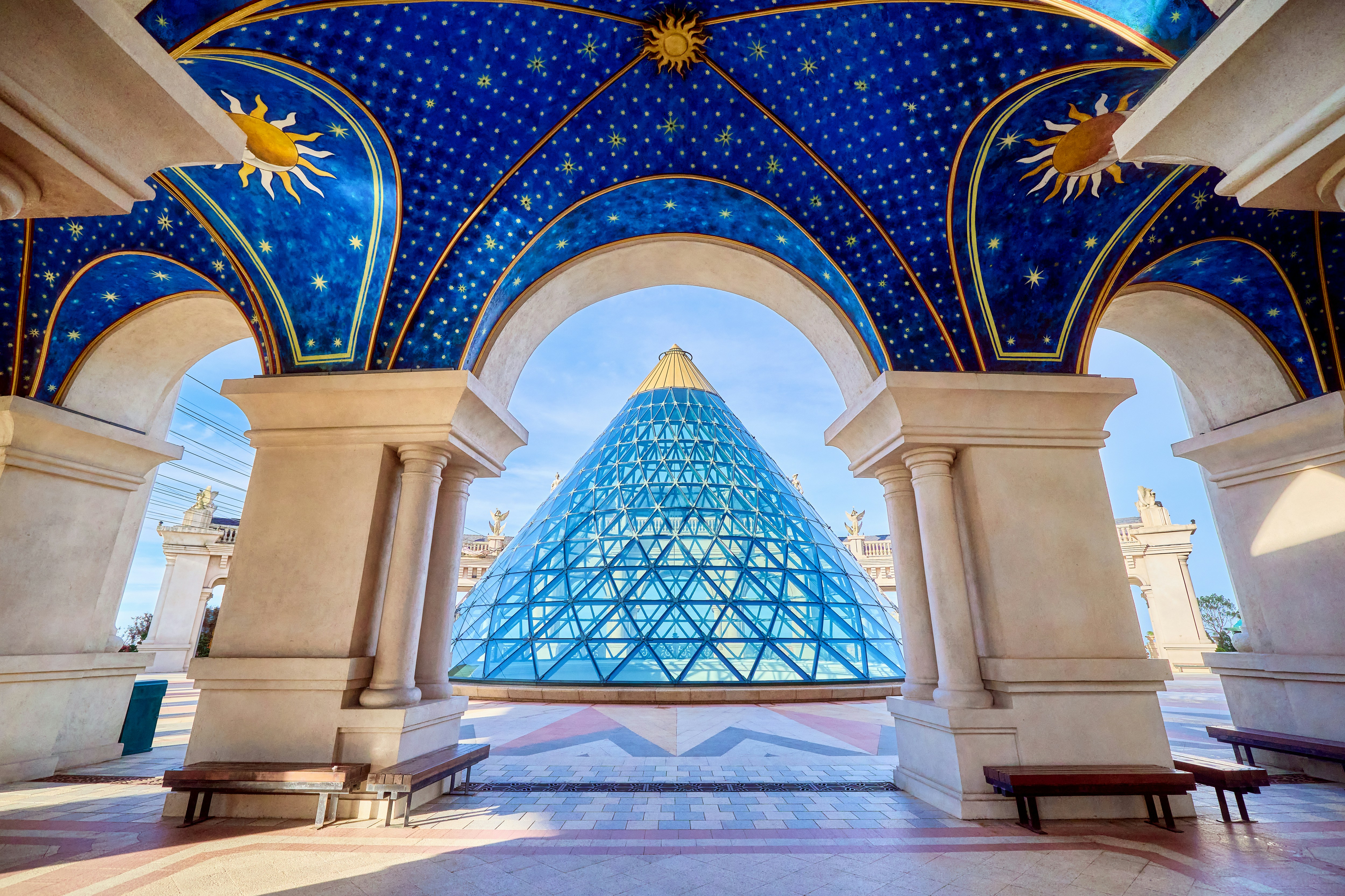 Framed Glass Pyramid in a Star-Blue Vault