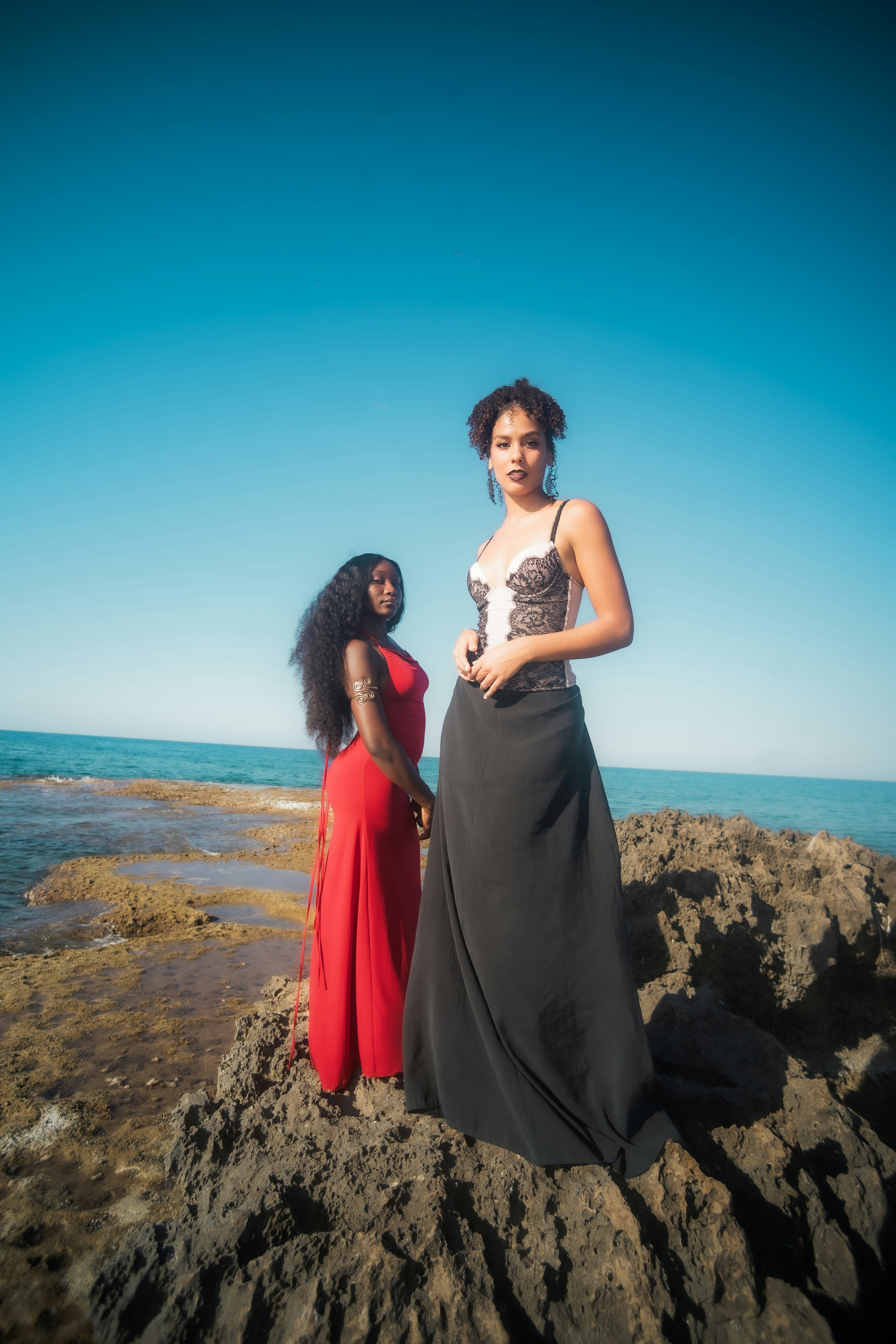 Cerulean Horizon Couture: Evening Gowns on the Wind-Swept Rocks