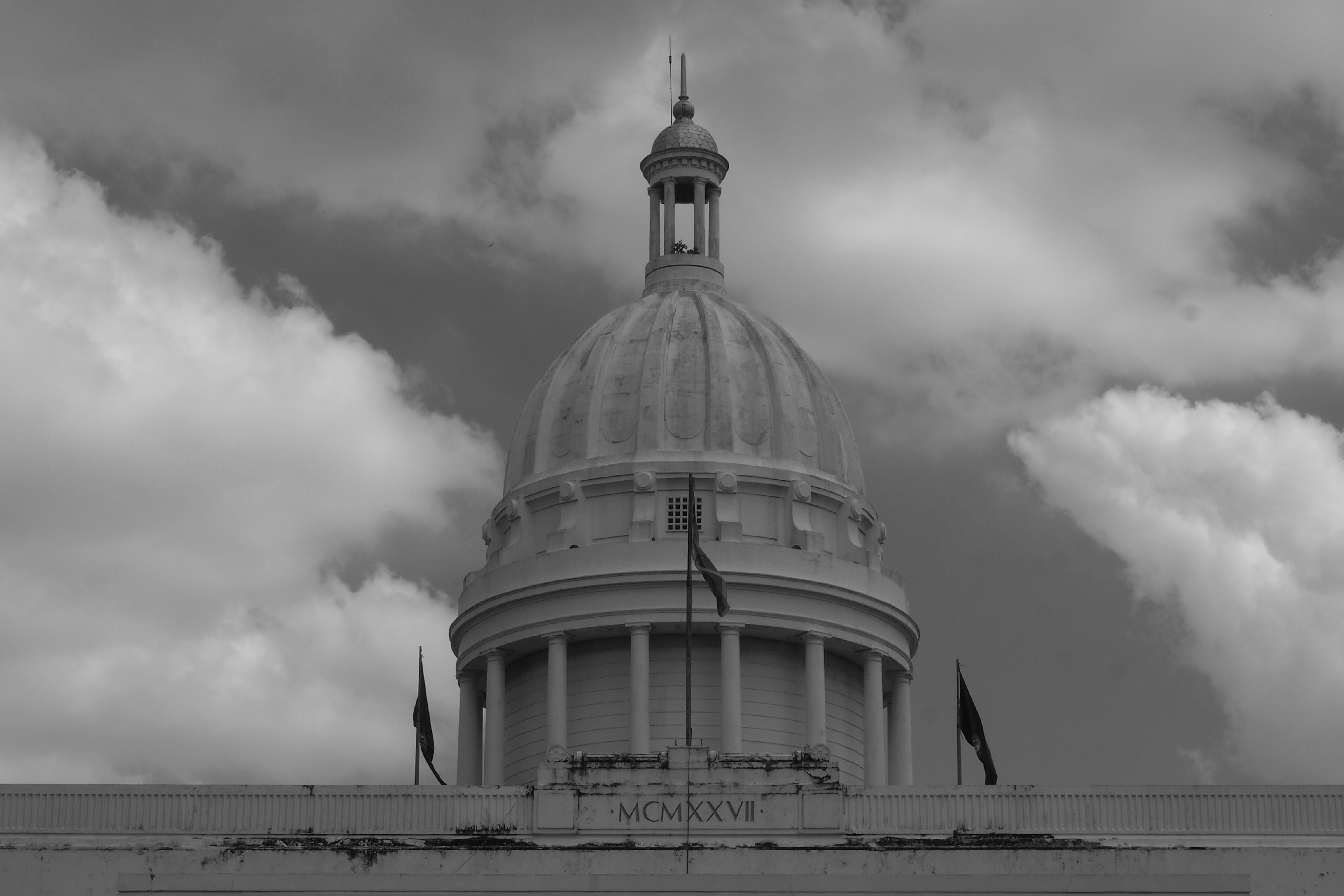 Monochrome Majesty: The Capitol Dome Crowned by Stormy Clouds