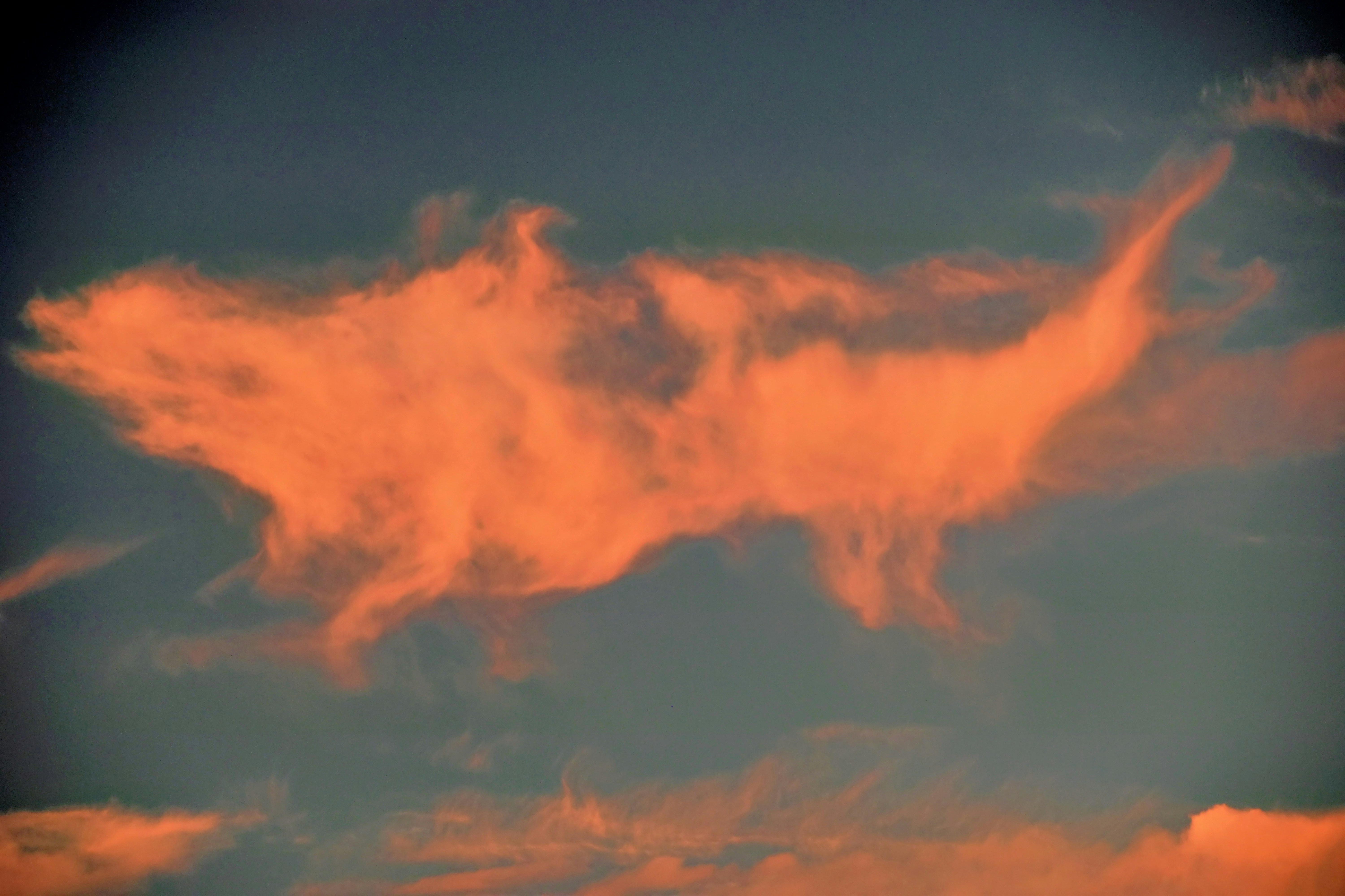Fish-shaped Flame in the Dusk Sky