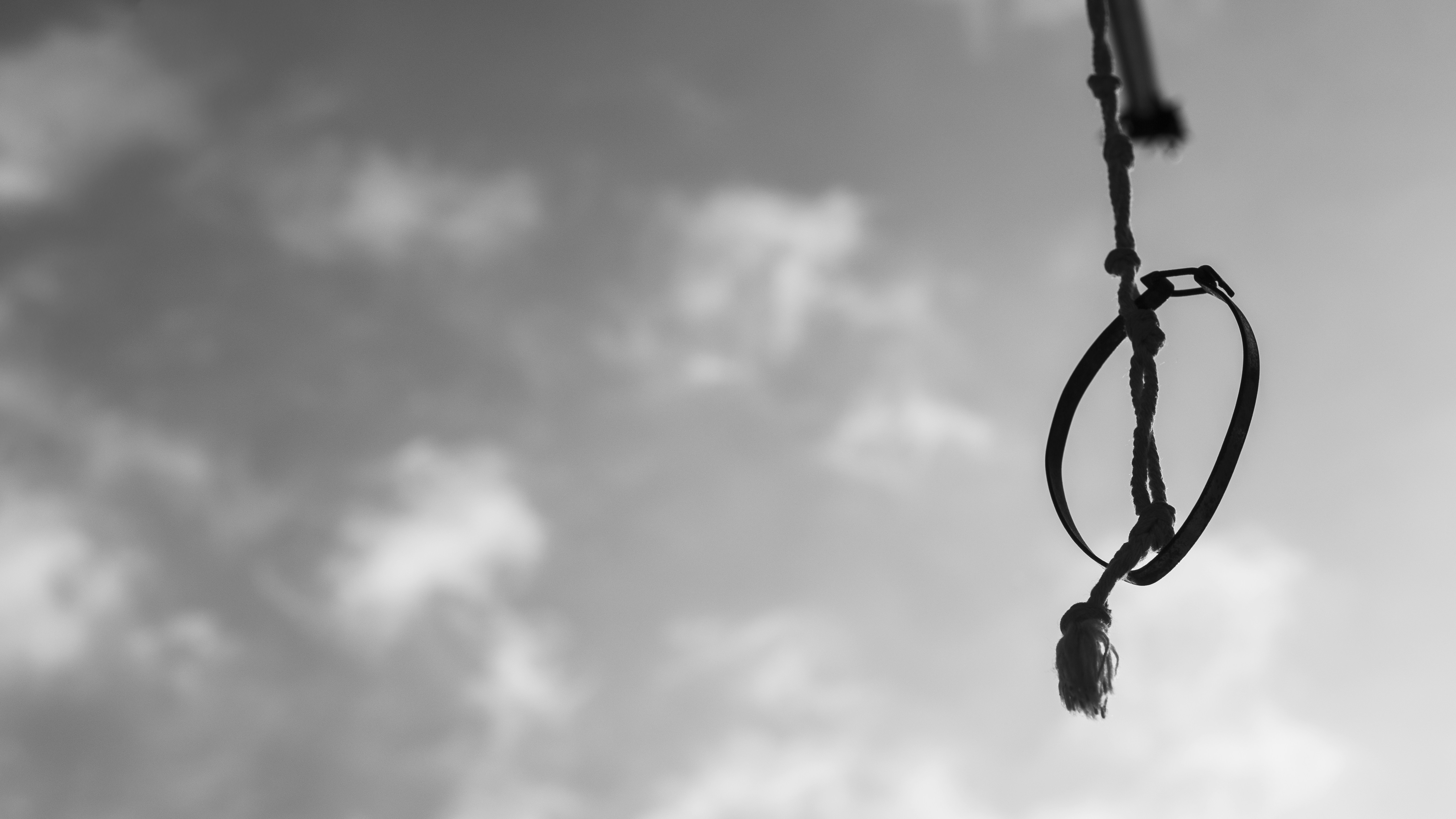 Monochrome Loop: Rope Geometry Against the Sky