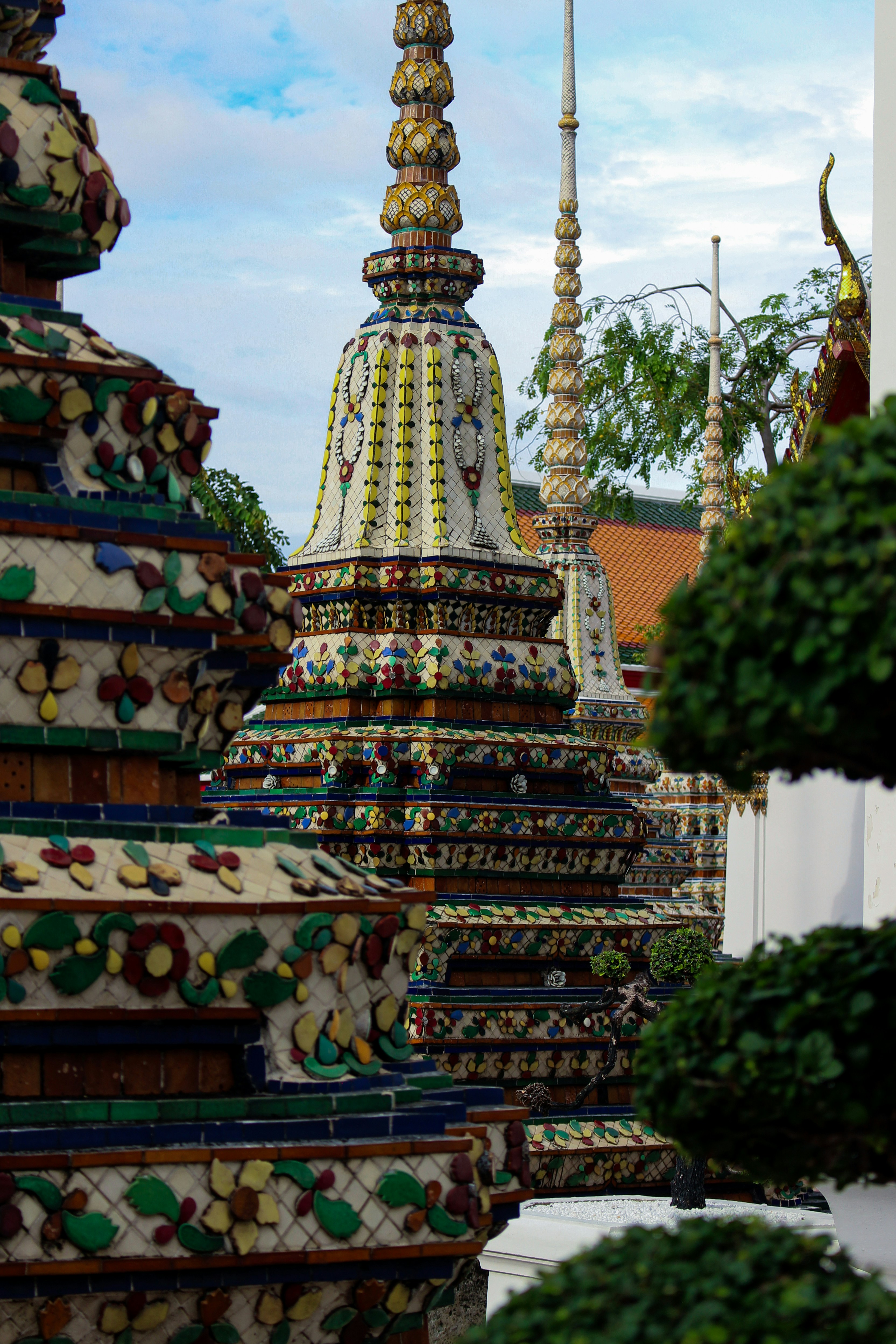 Mosaic Spires in Daylight: A Temple Courtyard
