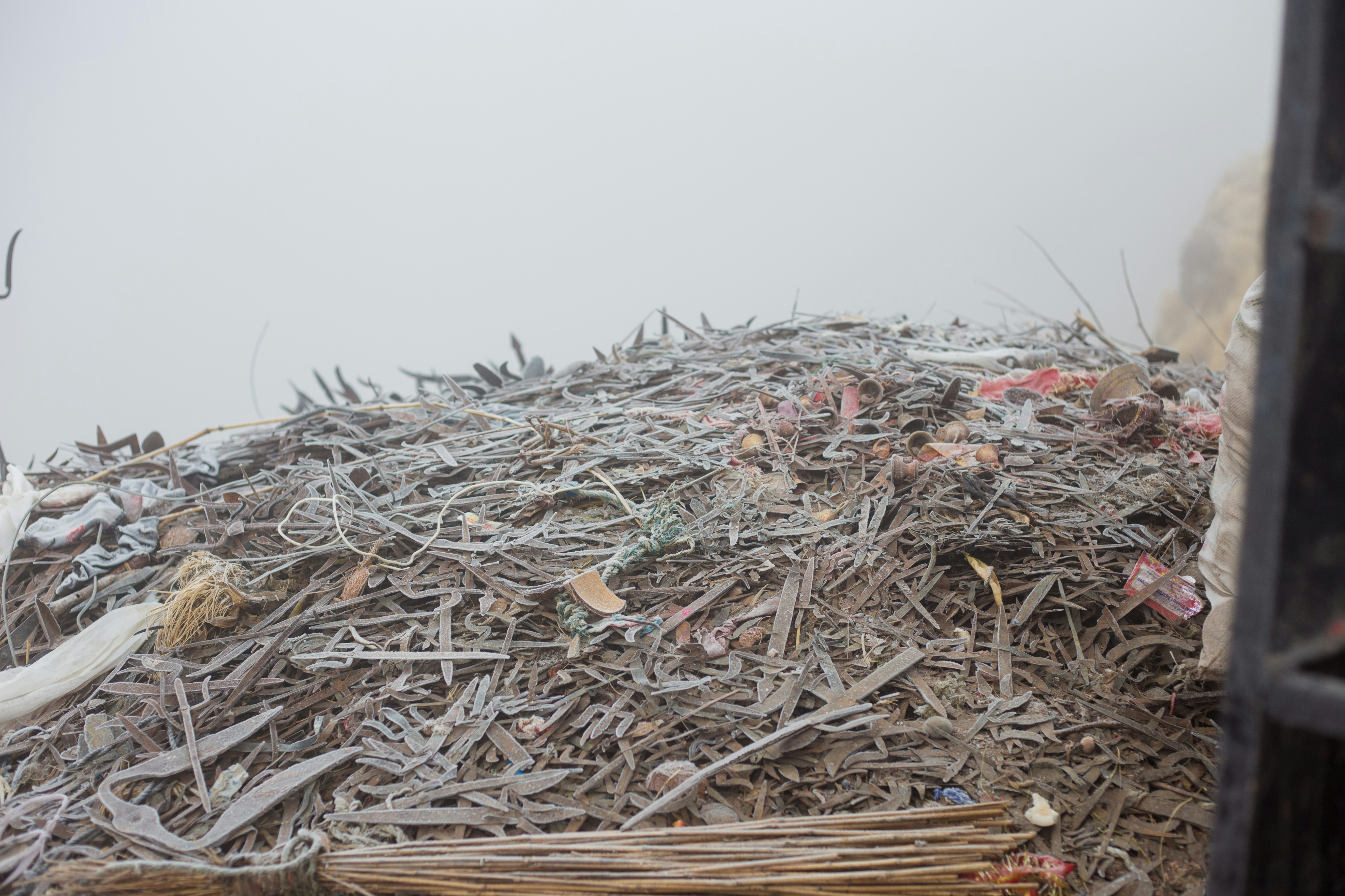 Ice-Covered Trishul Offered by Devotees at Sacred Kalinchowk