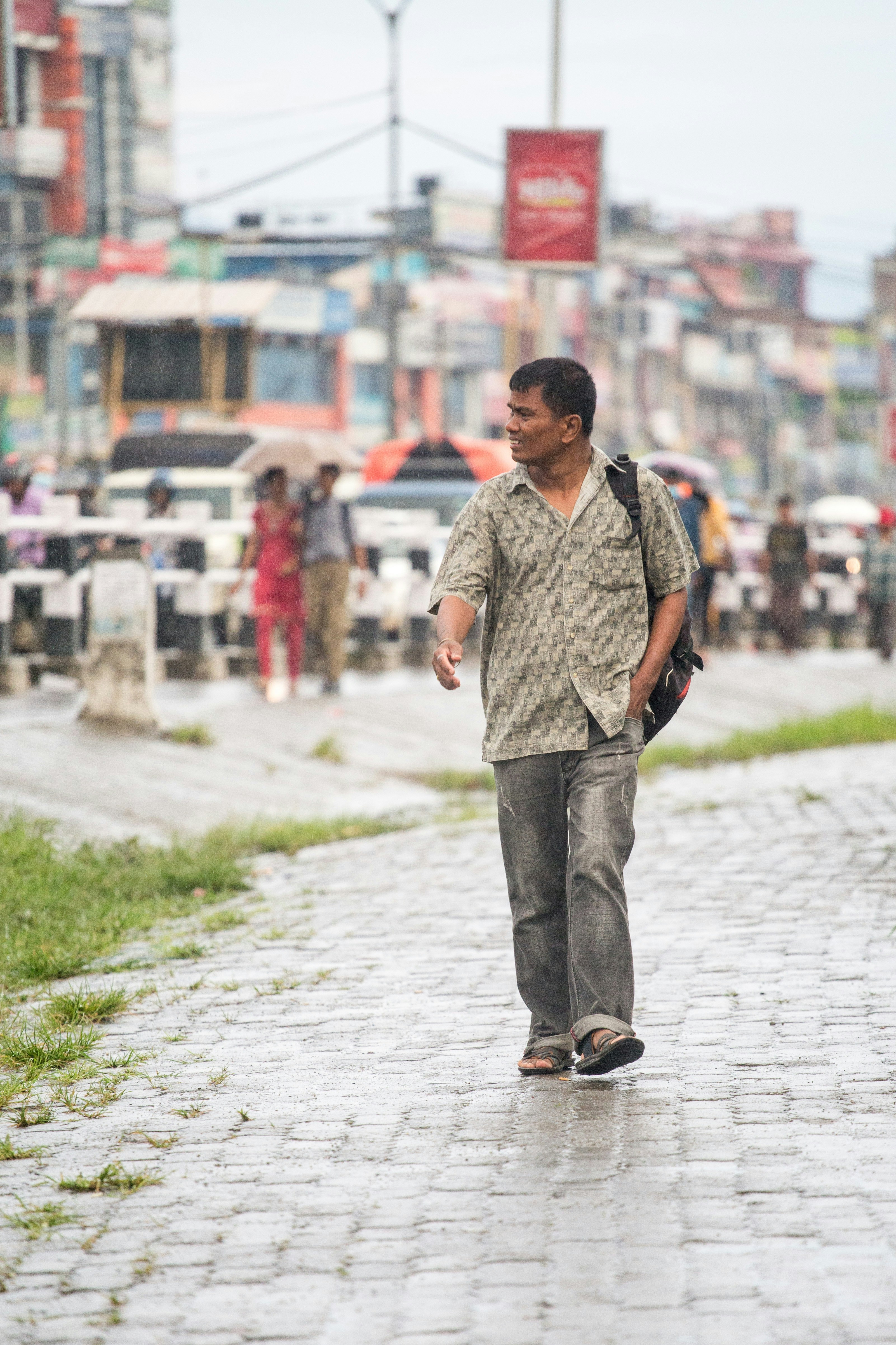 Rain-Slick Cobblestones and a Casual Walk Through a Bustling Market